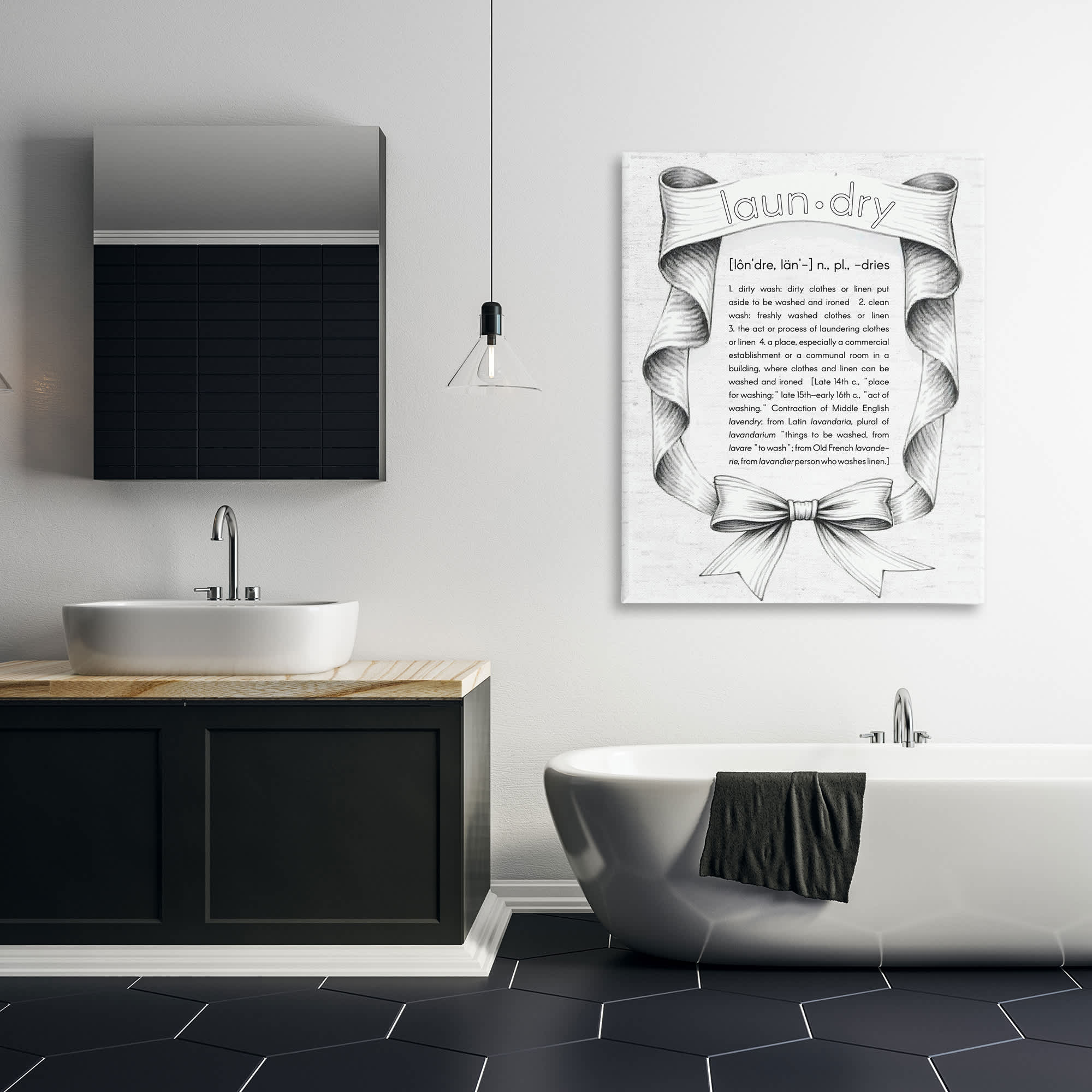 Stupell Industries Laundry Definition Vintage Bow Canvas Art 36 x 48 in ...