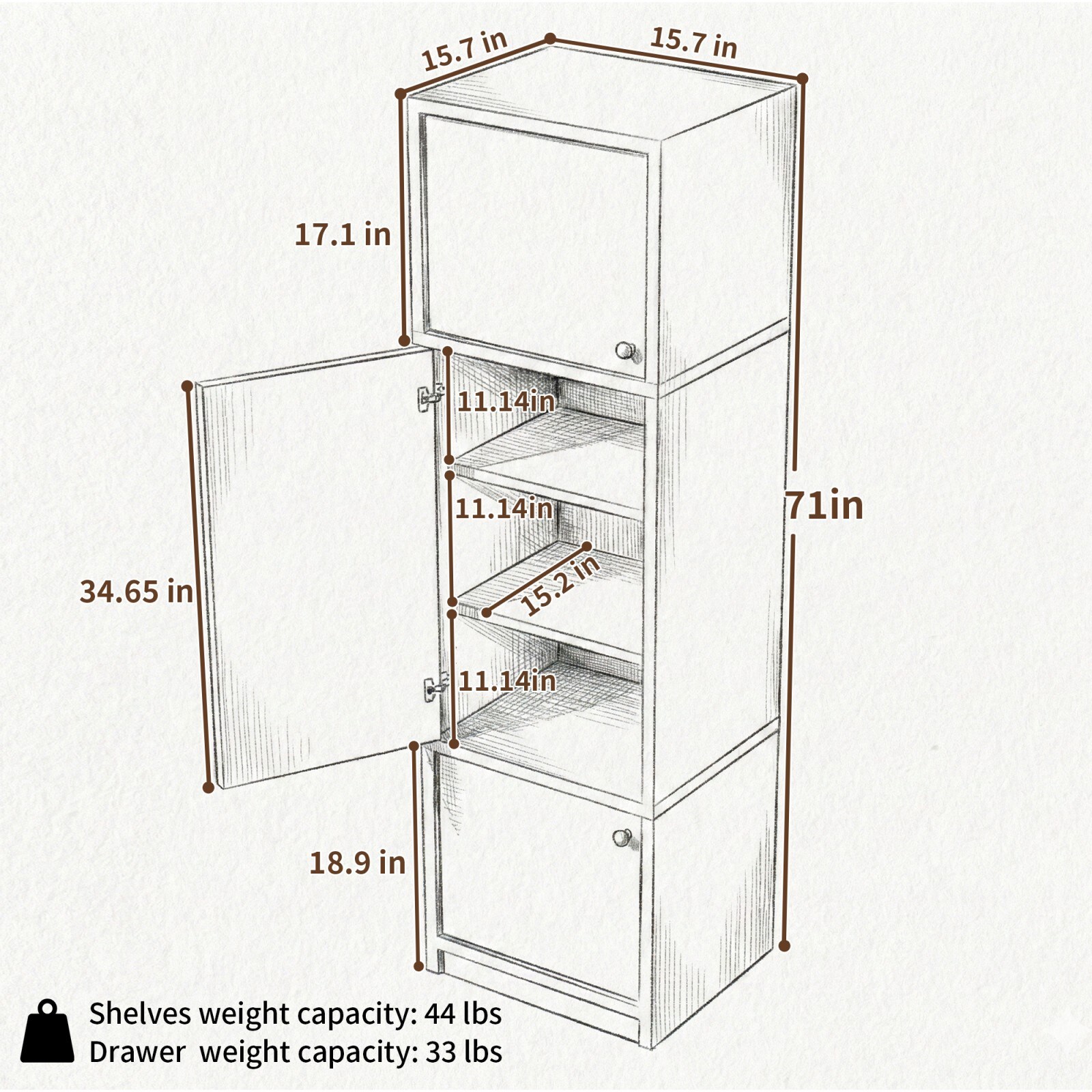 GlasFlength 71-Inch Tall Narrow Pantry Cabinet Freestanding Storage ...
