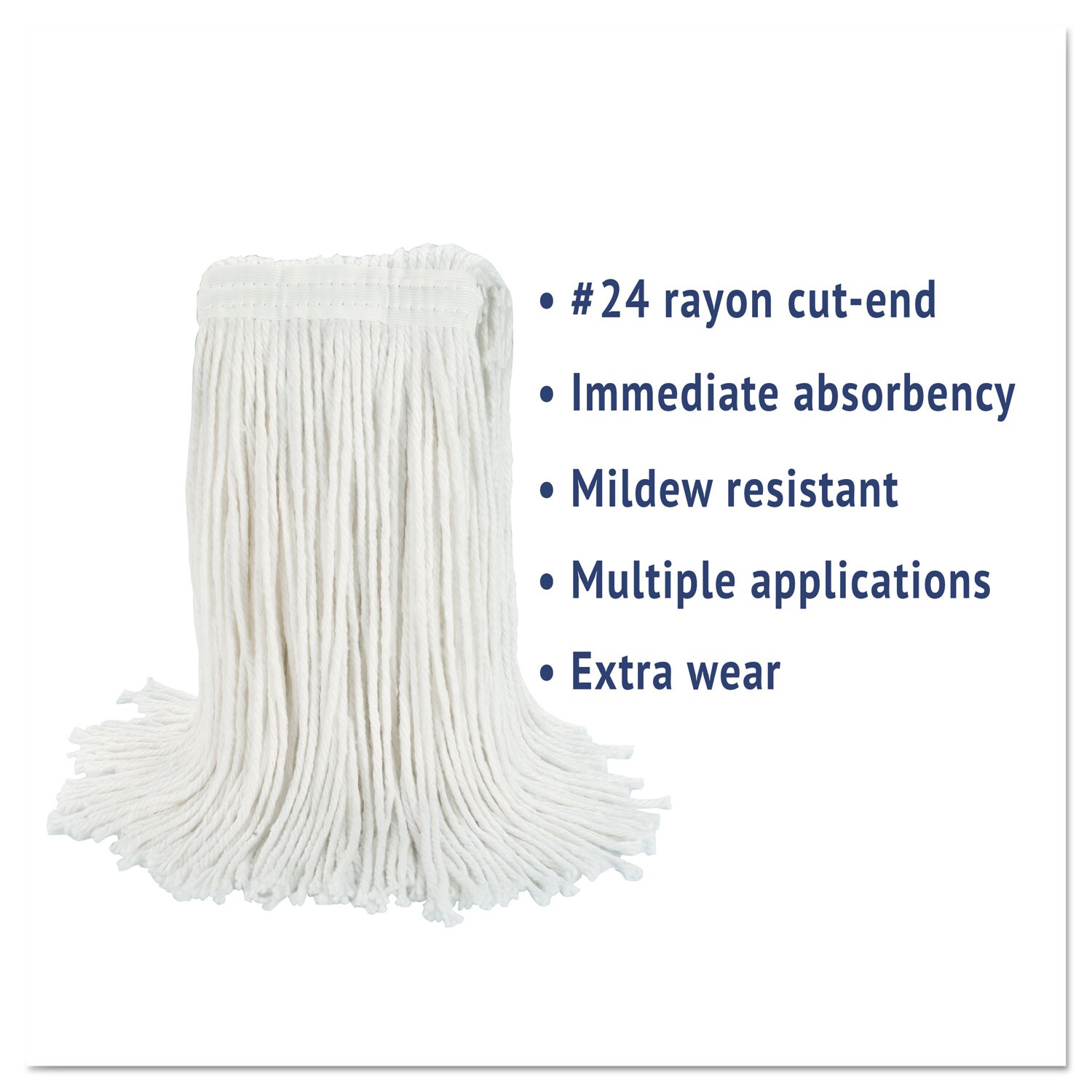 Boardwalk Cut-End Wet Mop Head Rayon No. 24 White 12 per Carton in the ...