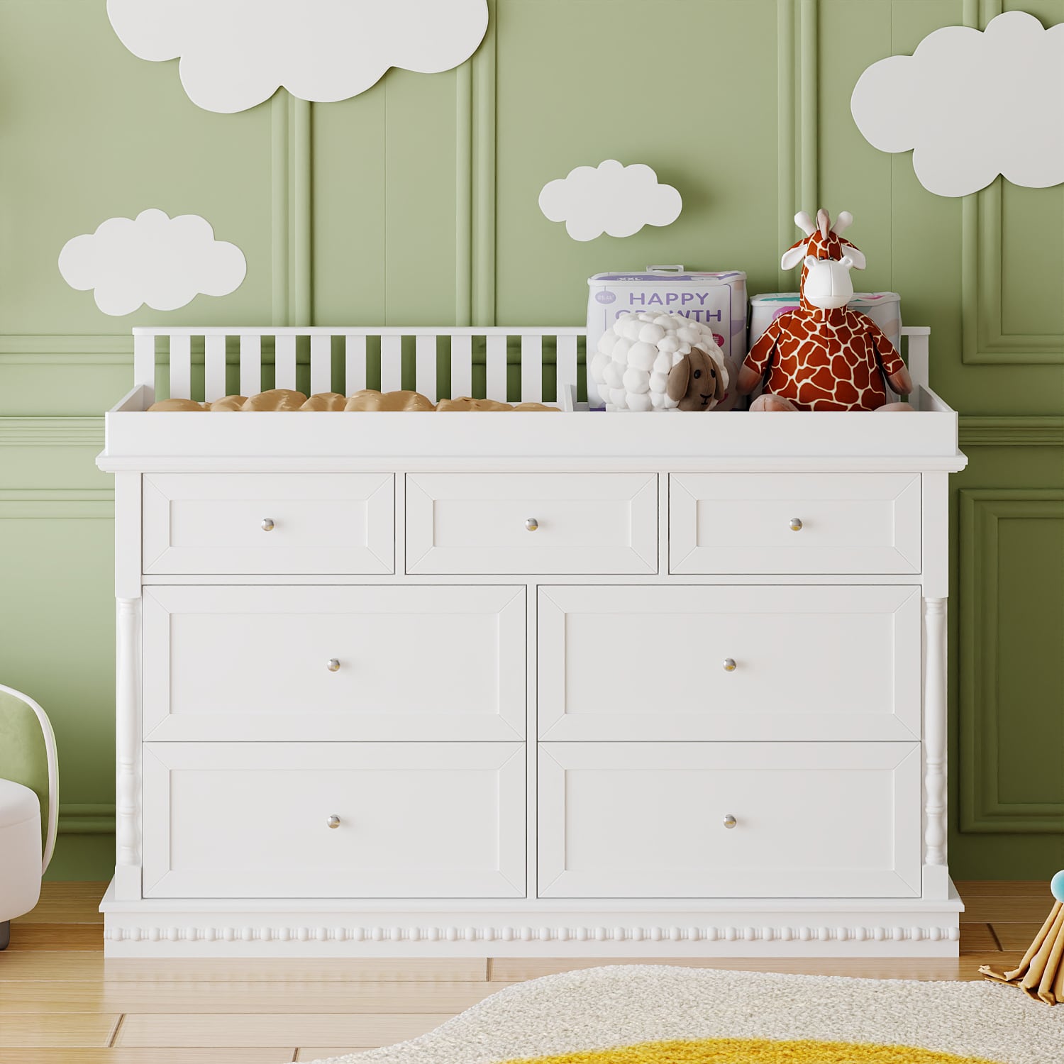 FUFU&GAGA 54-in W White Freestanding -Mount Changing Table in the ...
