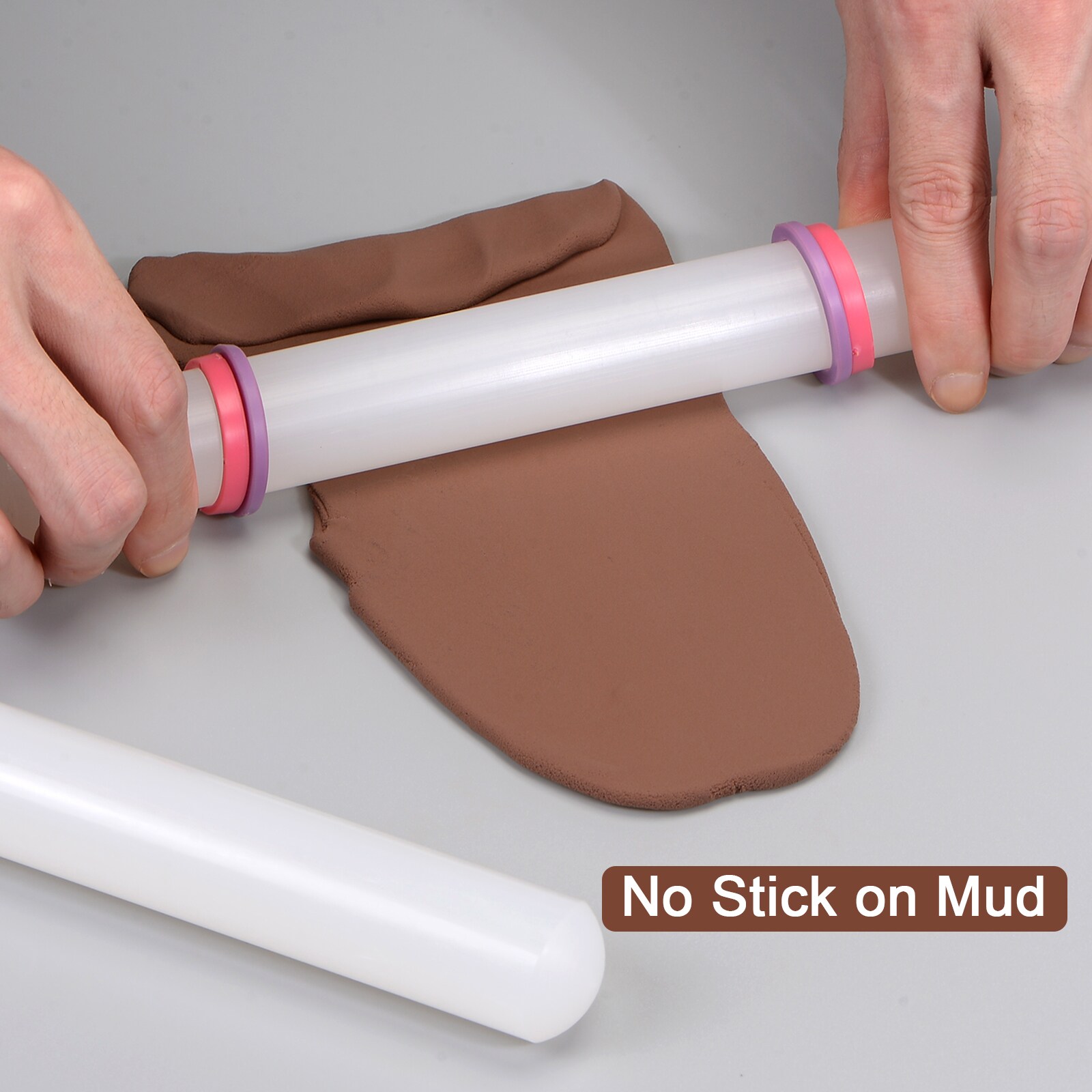 Harfington 2pcs Fondant Rolling Pin 13x0.98inch Adjustable Guide Rings ...