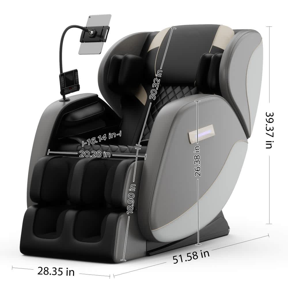Coolbibila Gray PU Leather Massage Recliner Chair with Zero Gravity ...