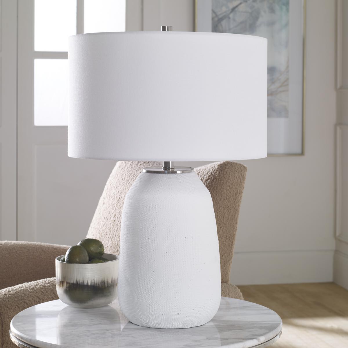 Uttermost 30105-1 Heir Table Lamp Chalk White Matte and Brushed Nickel in the Table Lamps ...