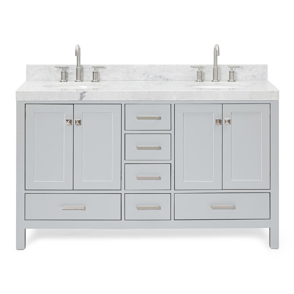 ARIEL Cambridge 60-in Gray Undermount Double Sink Bathroom Vanity with ...