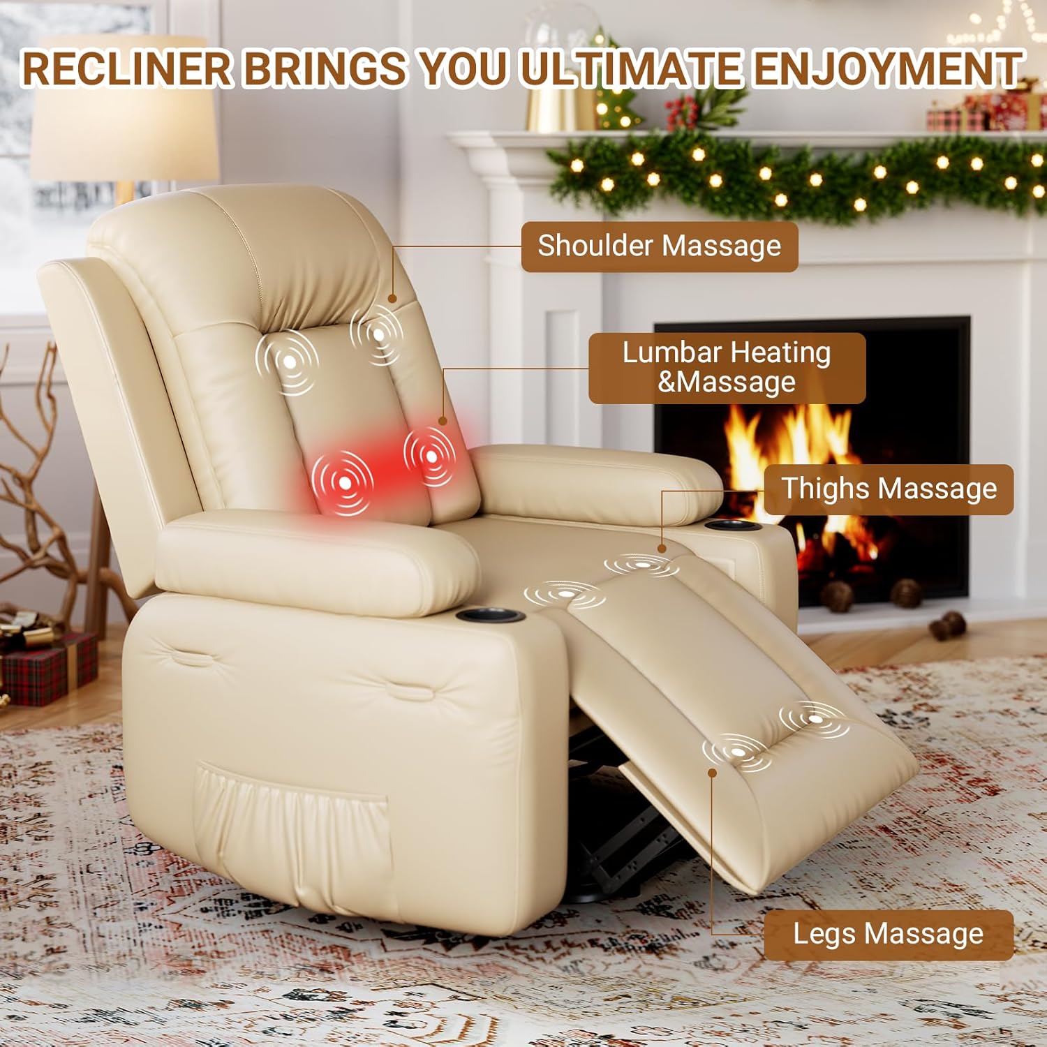 Garvee Power Lift Recliner Chair PU Leather with Massage for Elderly ...