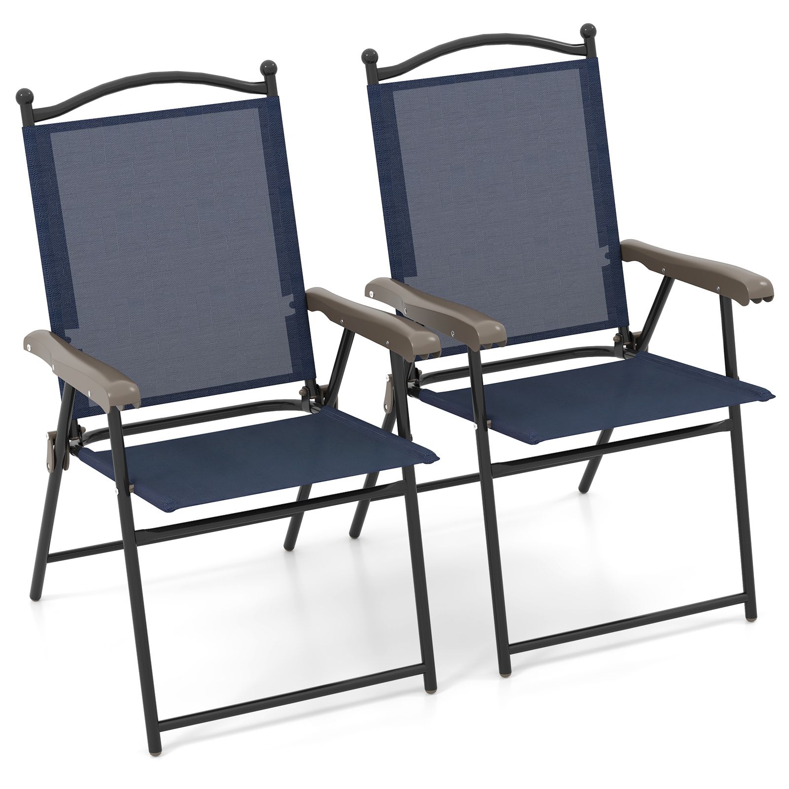 Slickblue 2-Pieces Navy Residential Sling Folding Chair with Textile ...