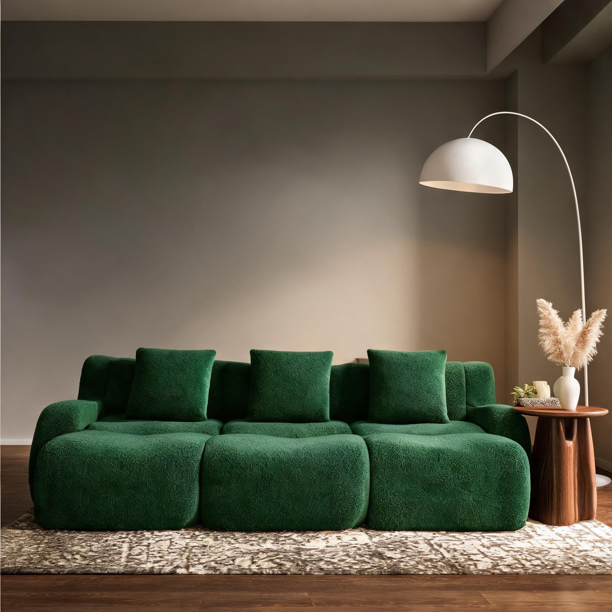 Naturefalls Modern Three-Seat Modular Sofa with Curved Armrests No ...