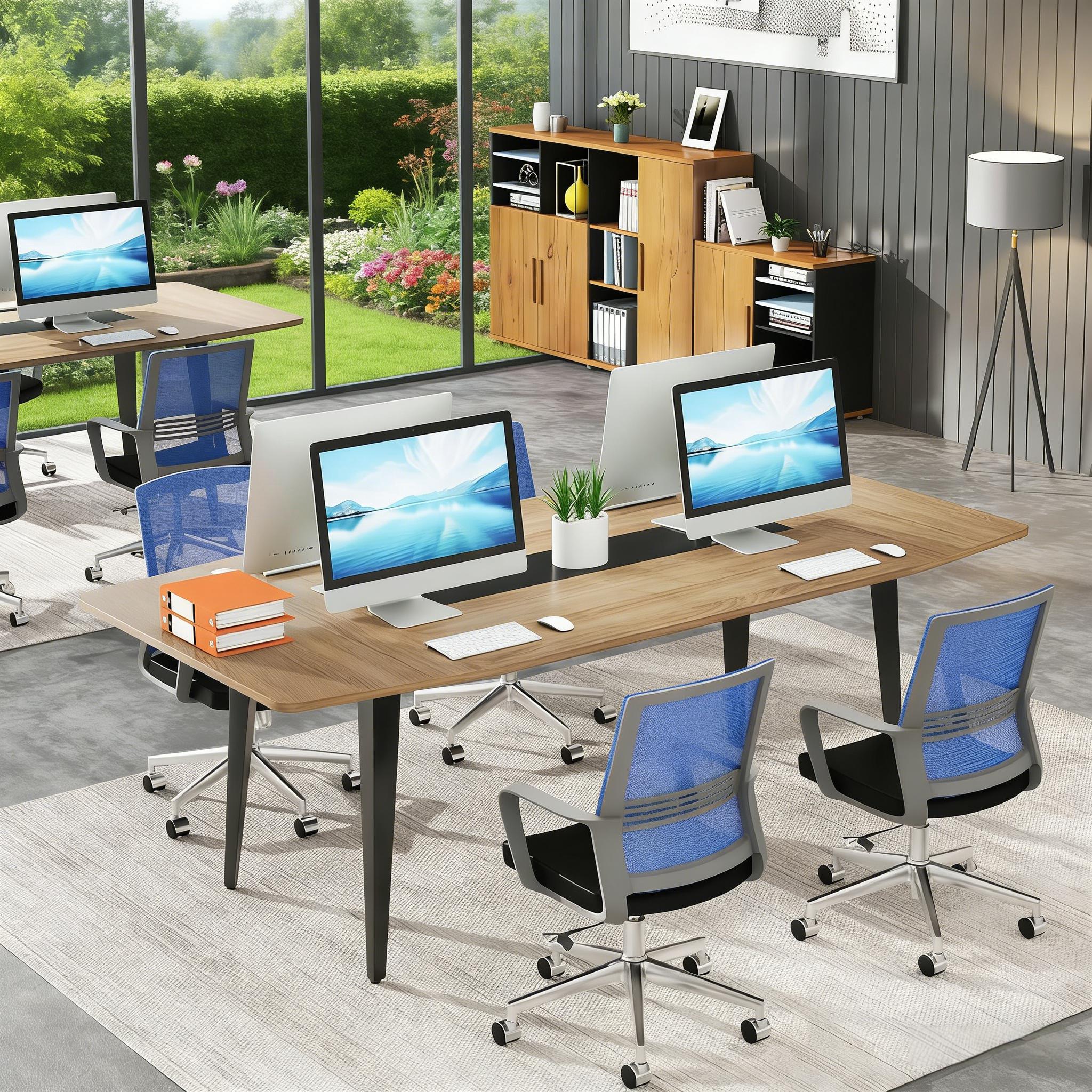 Tinyhomie Conference Table Modern Boat Shaped Meeting Table in the ...