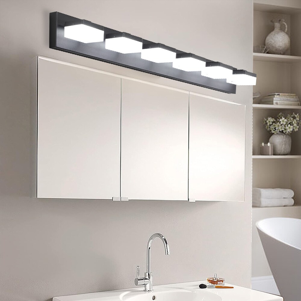 Ayelon Vanity Lights 38.2-in 6 Light Black Integrated LED Modern ...