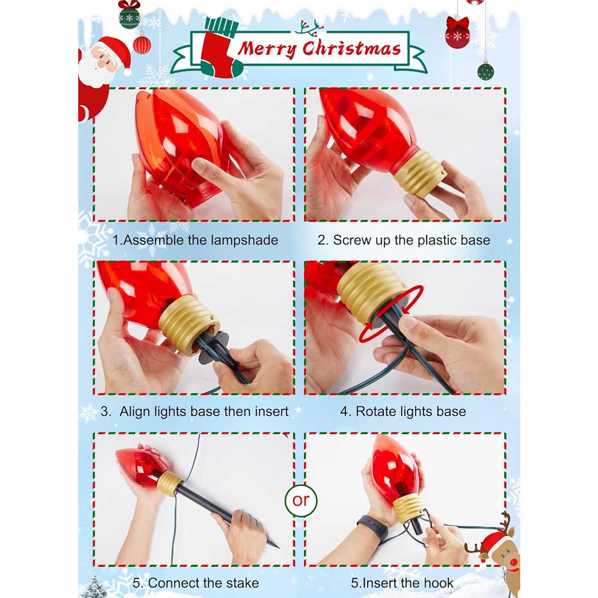 Aoibox 2 Pack Outdoor Christmas Decorations Jumbo Xmas String Lights ...