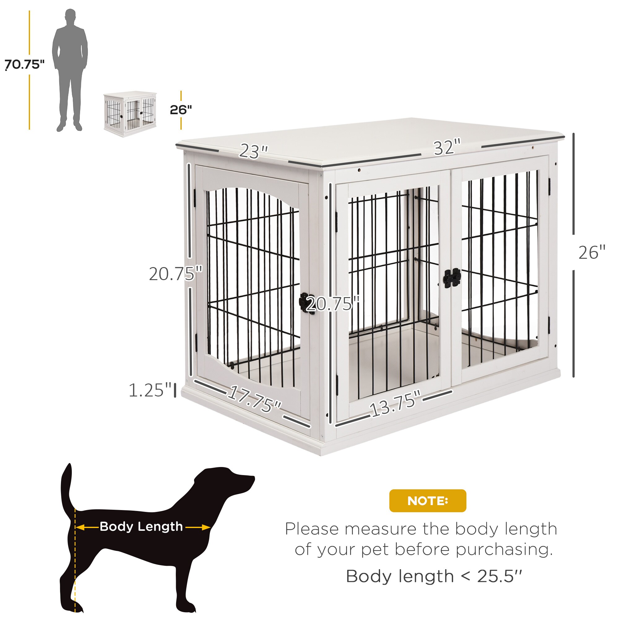 Tinyhomie PawHut Dog Crate Furniture 32Inch Small Dog Cage End Table ...