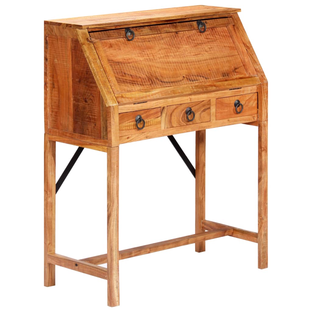 vidaXL Writing Desk Brown Solid Acacia wood Medium Desk Rectangular in ...