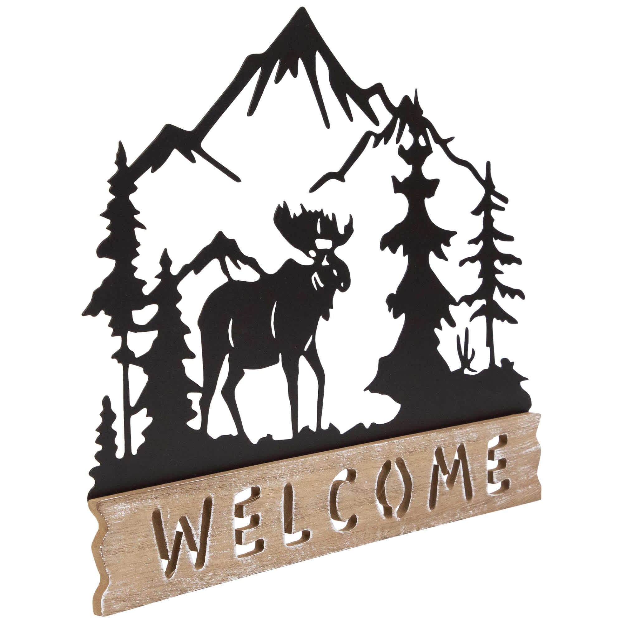 Northlight Welcome Moose Wooden Wall Sign - 11.75 inch - Brown in the ...