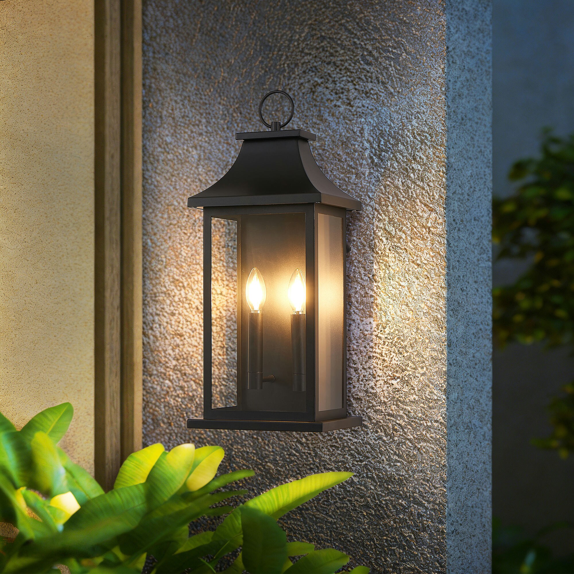 BEARSOLIM Dusk to Dawn Outdoor Wall Lantern 2 Light 22.2 in Large ...