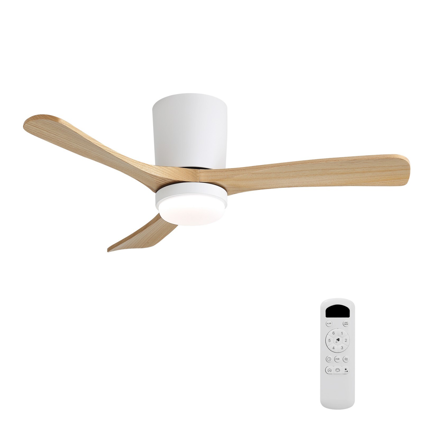 GlasFlength 42-Inch Matte White Ceiling Fan with Quiet DC Motor ...