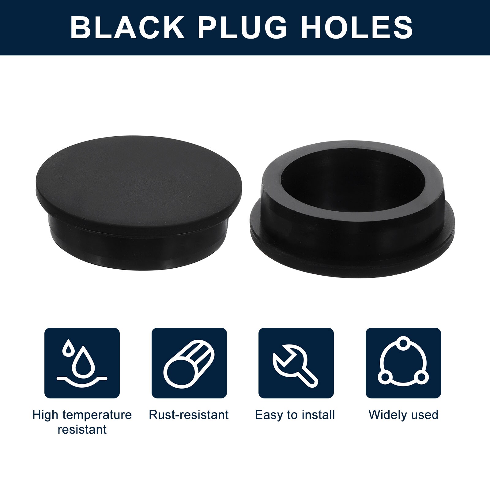 Unique Bargains 2pcs Black Plug Holes Waterproof Rubber Button Plug for ...