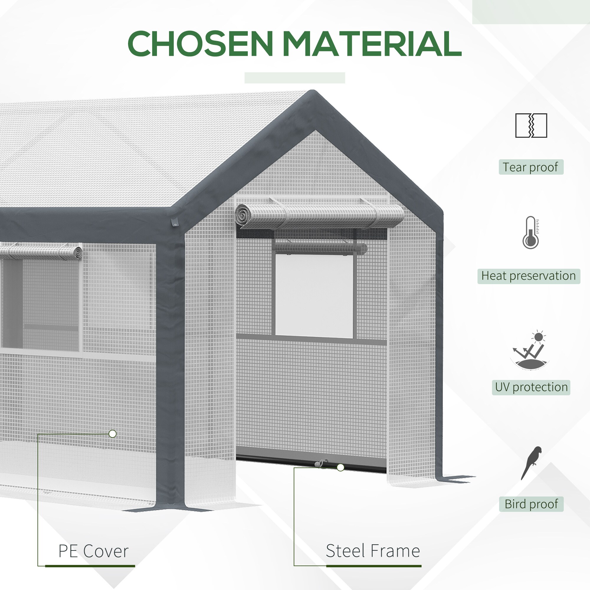 Watnature Outsunny 12 ft x 7 ft x 7 ft Walk-In Greenhouse Outdoor ...