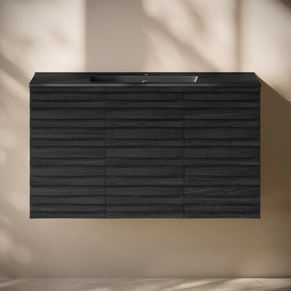 Swiss Madison Cascade 36 WallMounted Bathroom Vanity in Black Oak with ...
