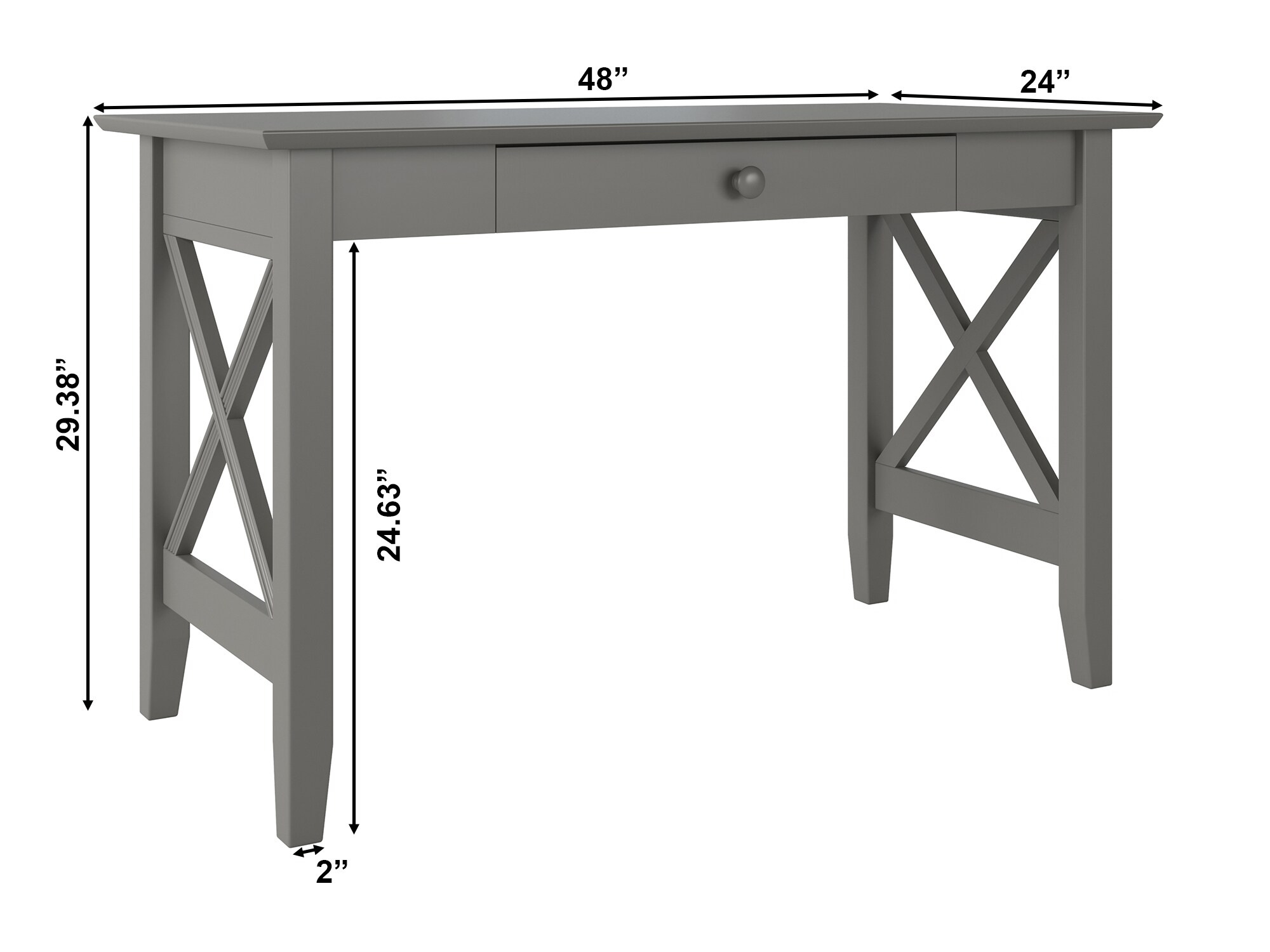 AFI Furnishings Lexi 48-in Gray Mission/Shaker Rubberwood Writing Desk ...