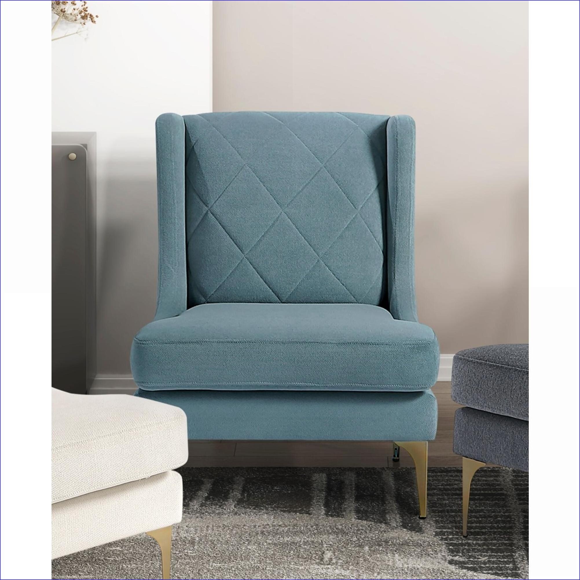 Watnature Navy Blue Chenille Wingback Accent Chair for Adults Diamond ...