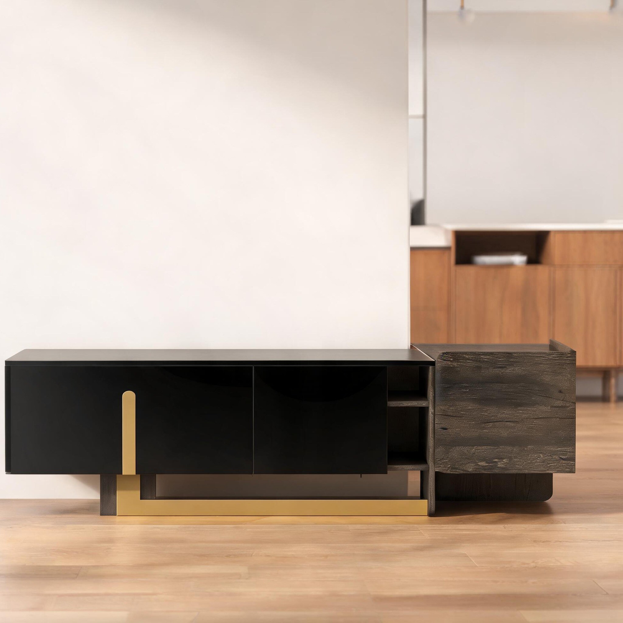 SunJet Light Luxury TV Stand with Metal Legs 66.7-Inch for TVs up to 70 ...