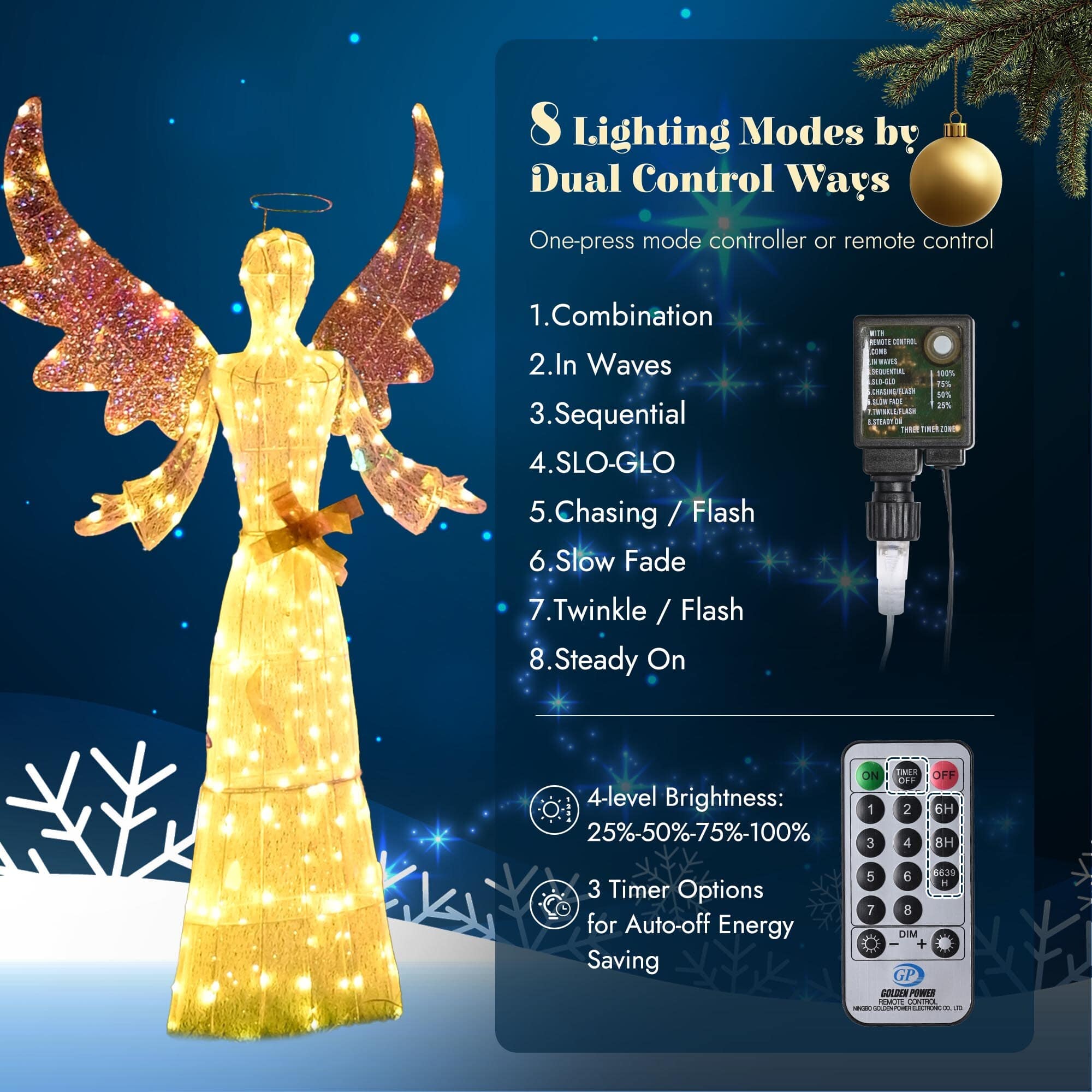 Yescom Holy 2-Pack 5.6 FT Lighted Outdoor Crystal Large Angel Christmas ...