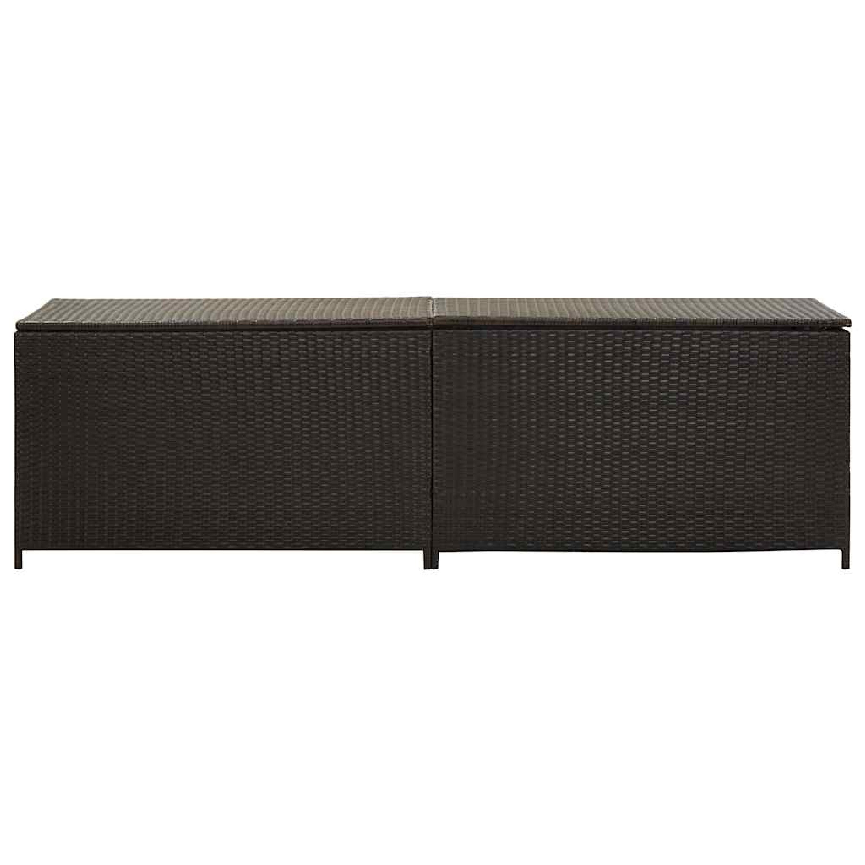 Benzara Jer 63277 Gal Brown Steel and Rattan Woven Outdoor Storage Deck ...