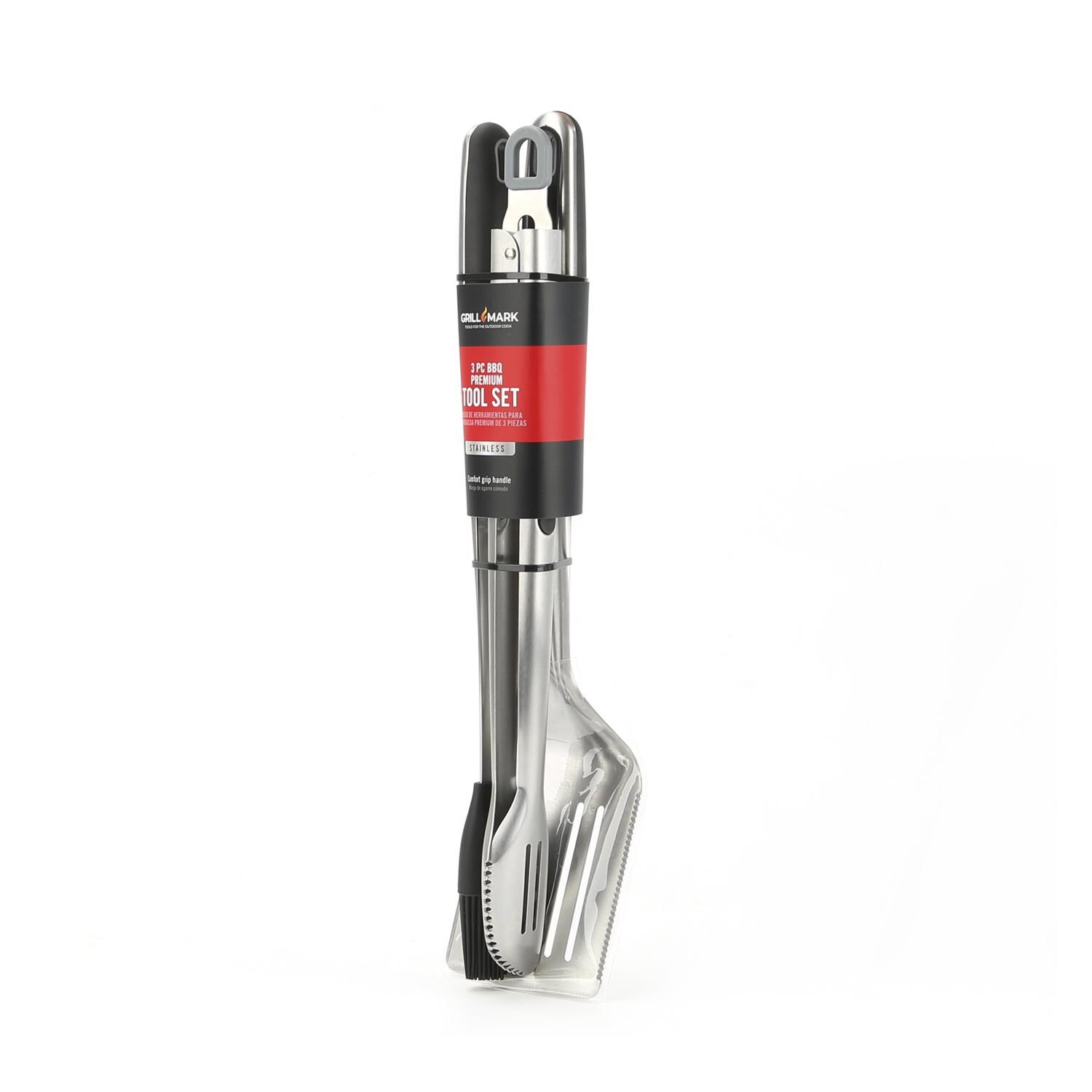 Grill Mark Stainless Steel Black Silver Grill Tool Set 3 pc in the ...