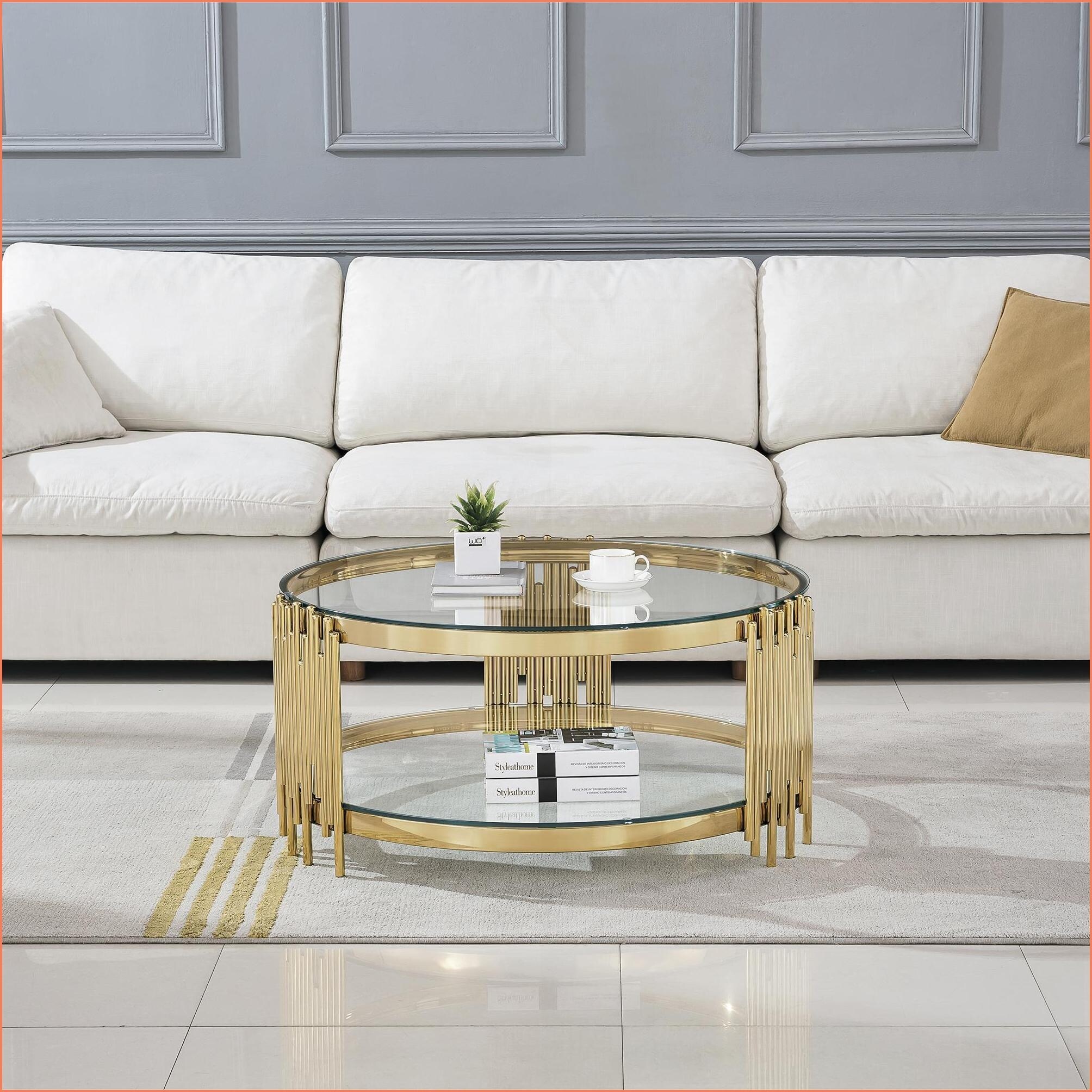 Watnature Golden Metal Coffee Table for Living Room 35.43 Square ...