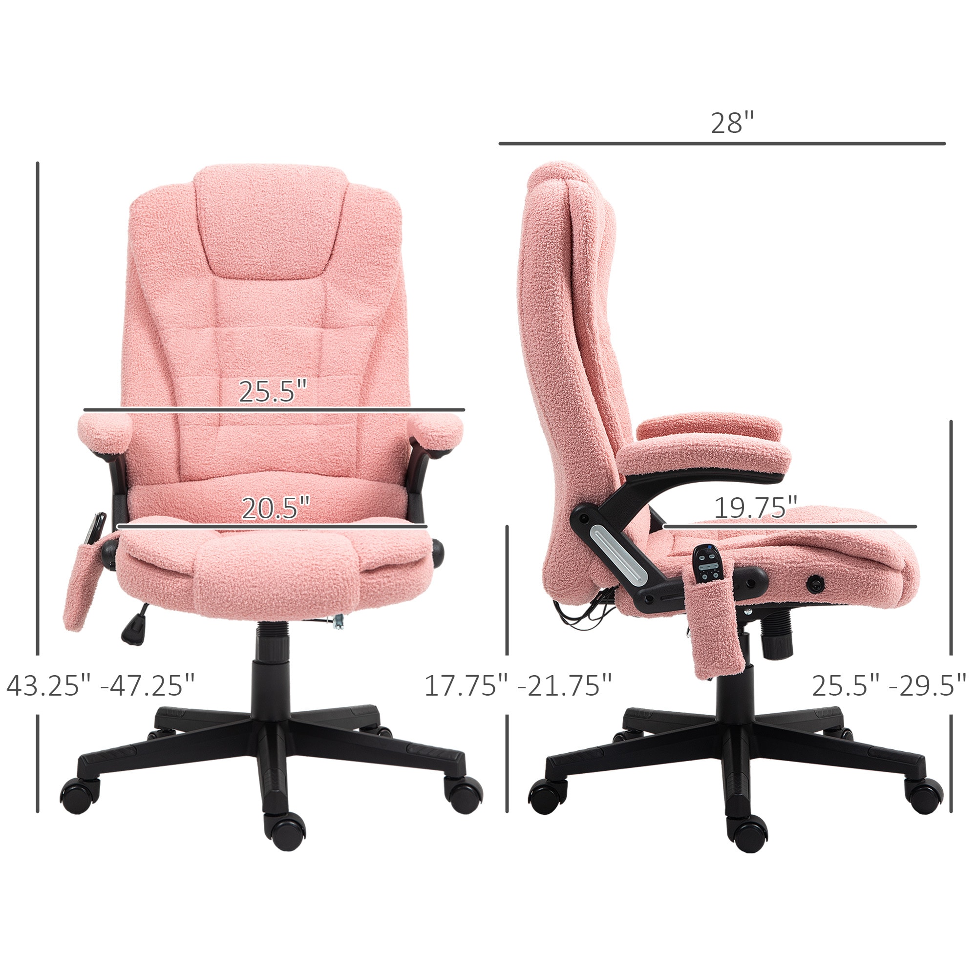 Vinsetto HOMCOM 6 Point Vibrating Massage Office Chair with Heat Velvet ...