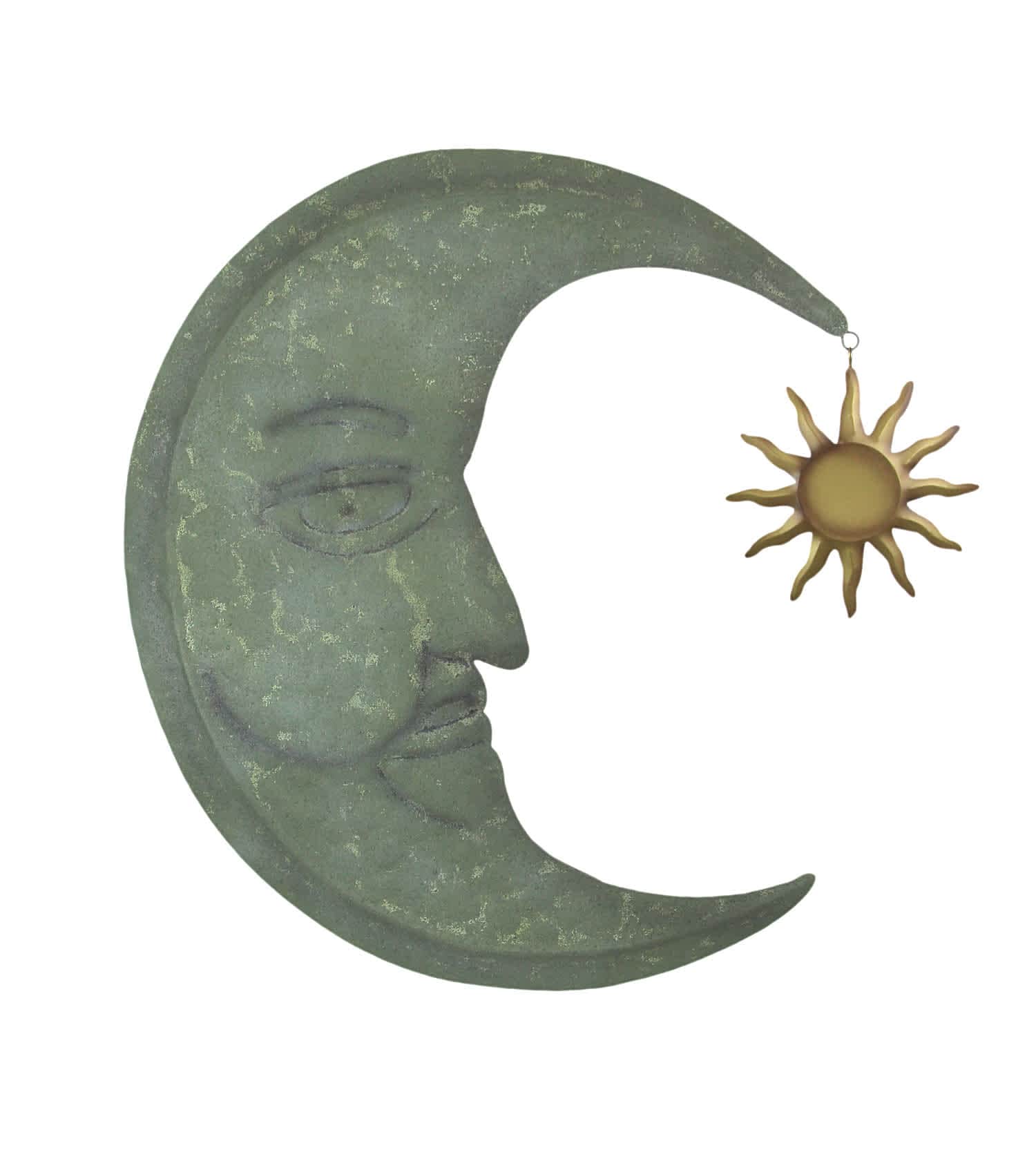 Zeckos Weathered Verdigris Green Finish Metal Crescent Moon Wall ...