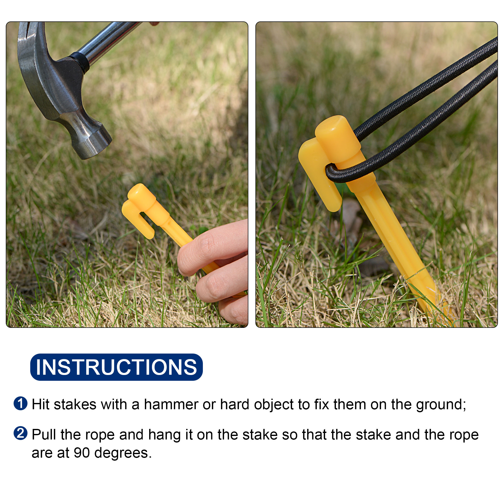 Unique Bargains 12pcs Tent Stakes Plastic Camping Ground Pegs with Hook ...