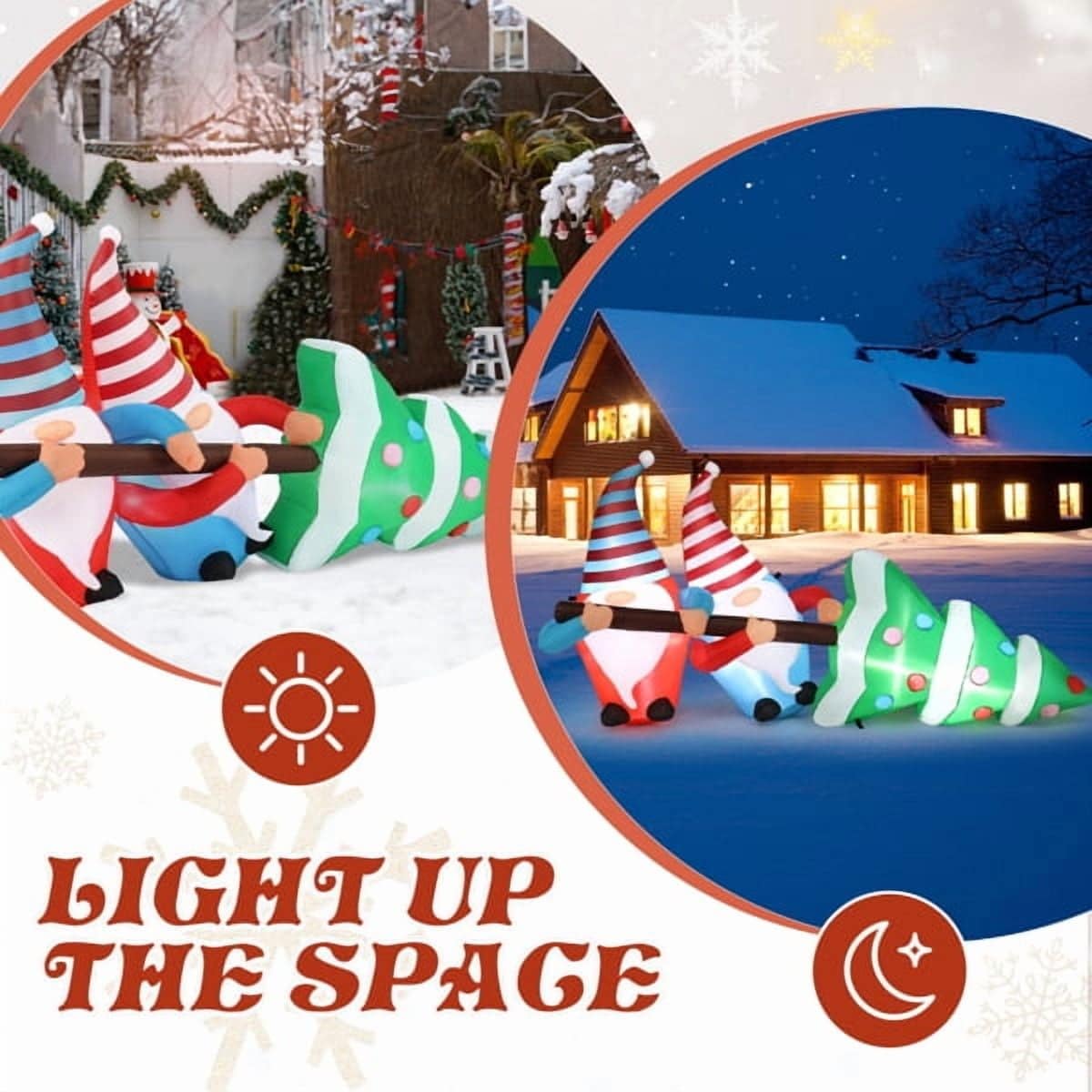 Kazeila 3.7FT Christmas Inflatable Decoration Cute Gnomes Pulling ...