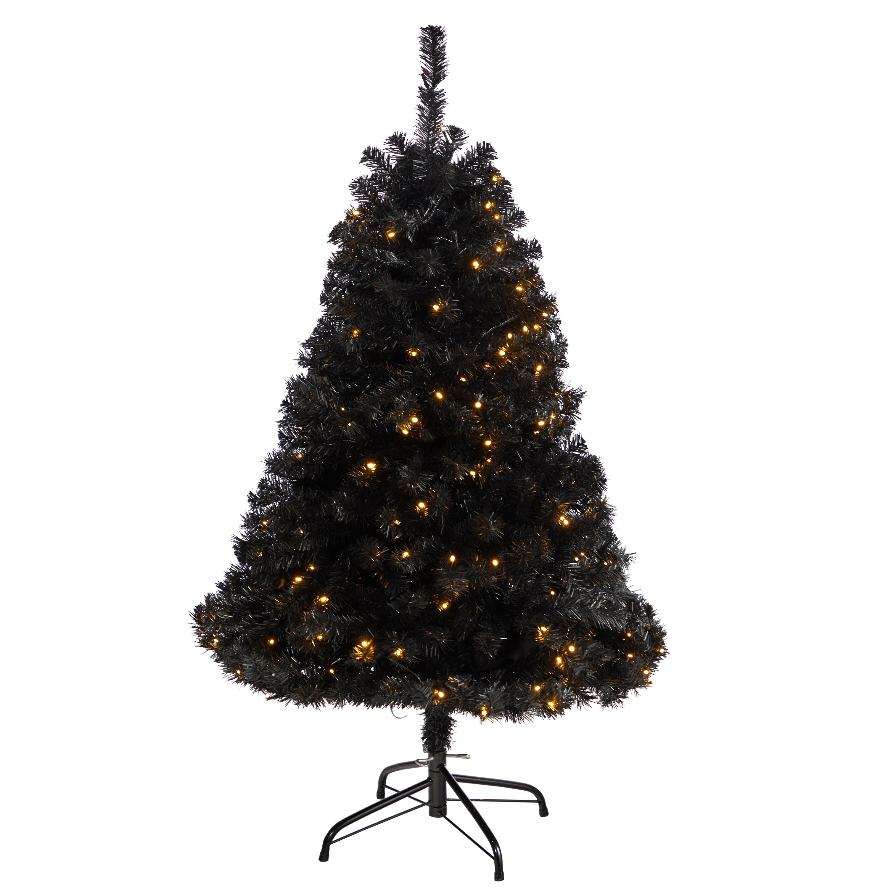 Nearly Natural 4-ft Black Artificial Christmas Tree with 170 Clear LED ...