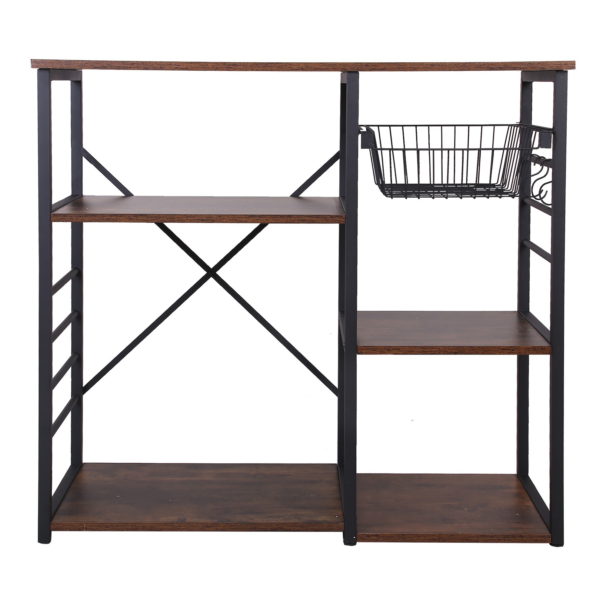 Benzara Contemporary/Modern Brown Plastic Bakers Rack with Wine Storage ...