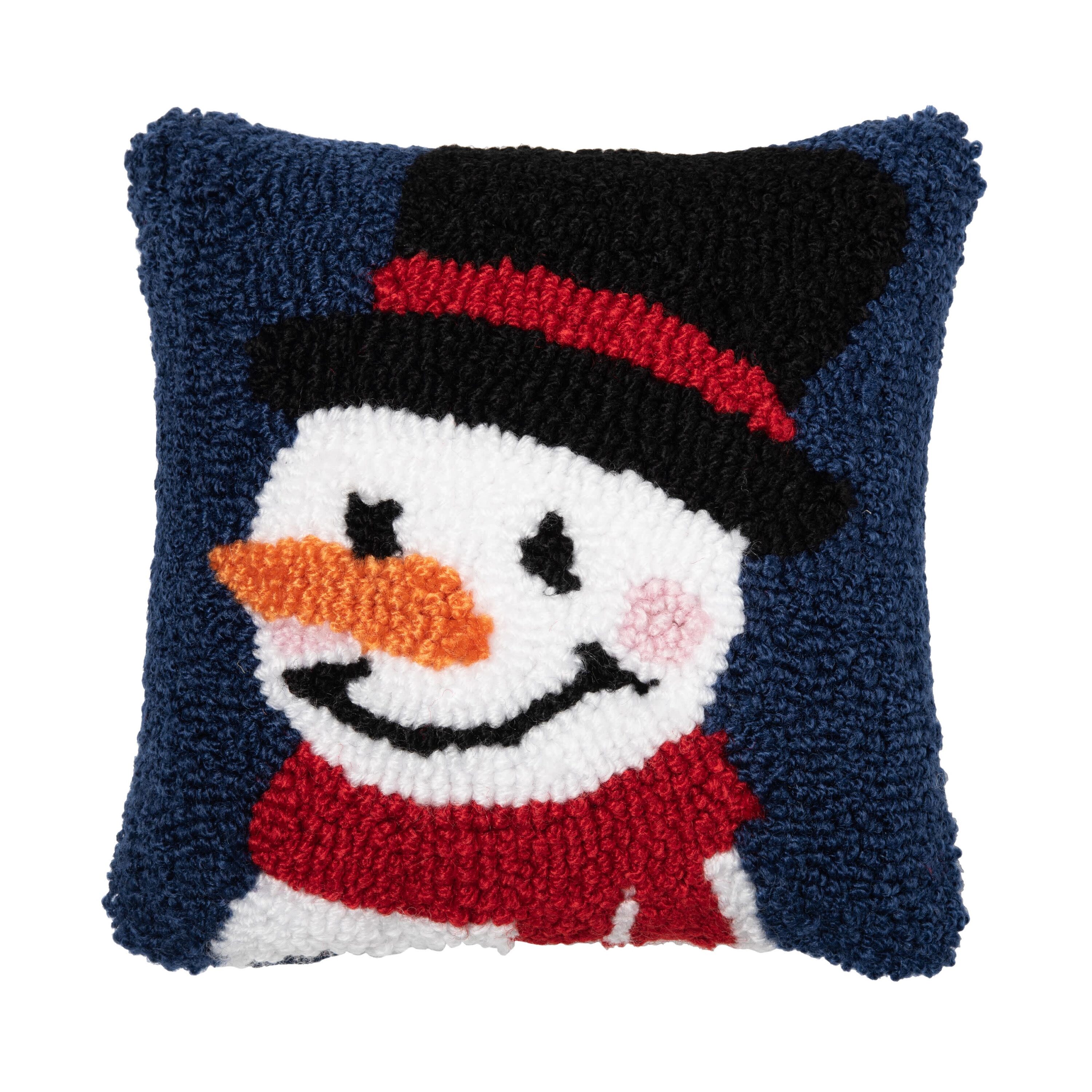 C&F Home Christmas Snowman Wishes Mini Hooked Accent Pillow 8" x 8" in ...