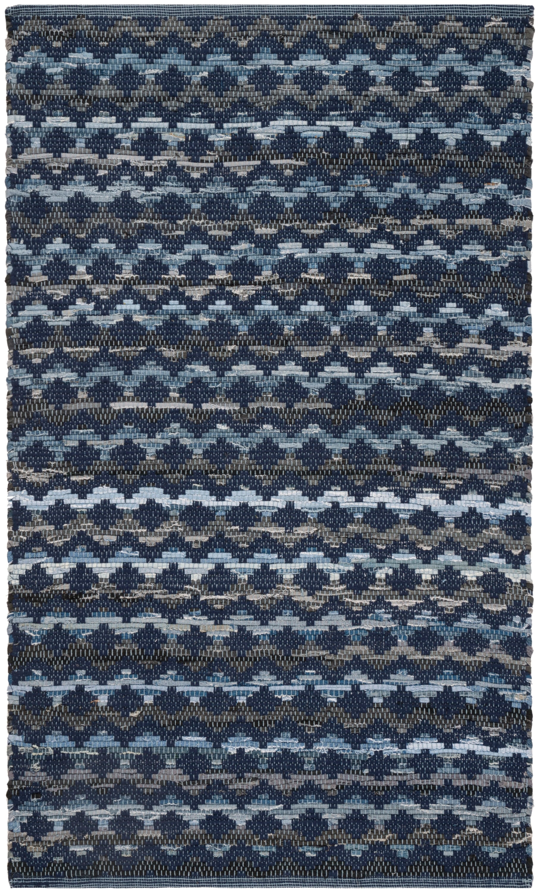 Safavieh Montauk 120N Navy Blue/Black 3 x 5 Rectangular Area rug in the ...