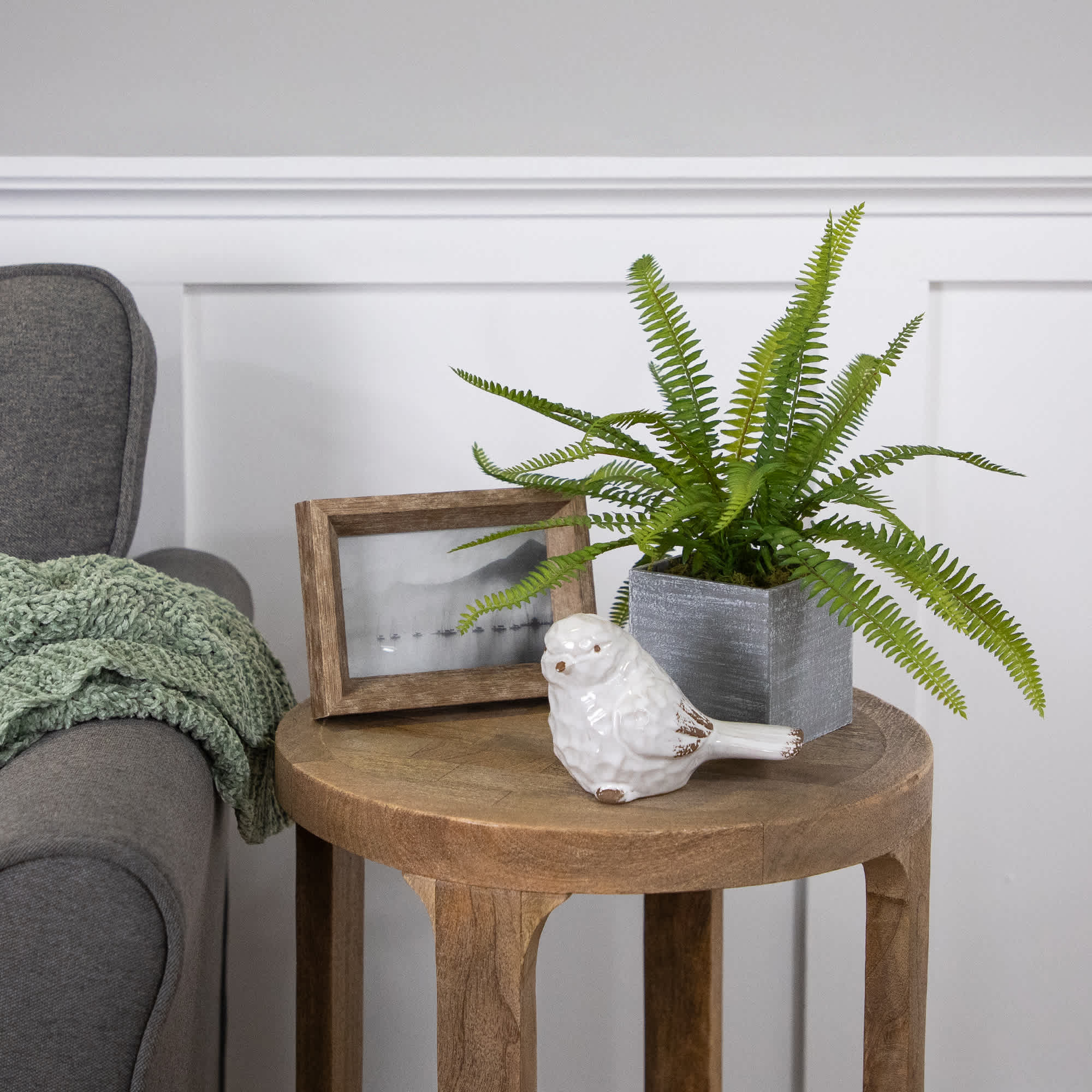 Northlight Artificial Boston Fern in Stone Style Paper Mache Pot - 13 ...