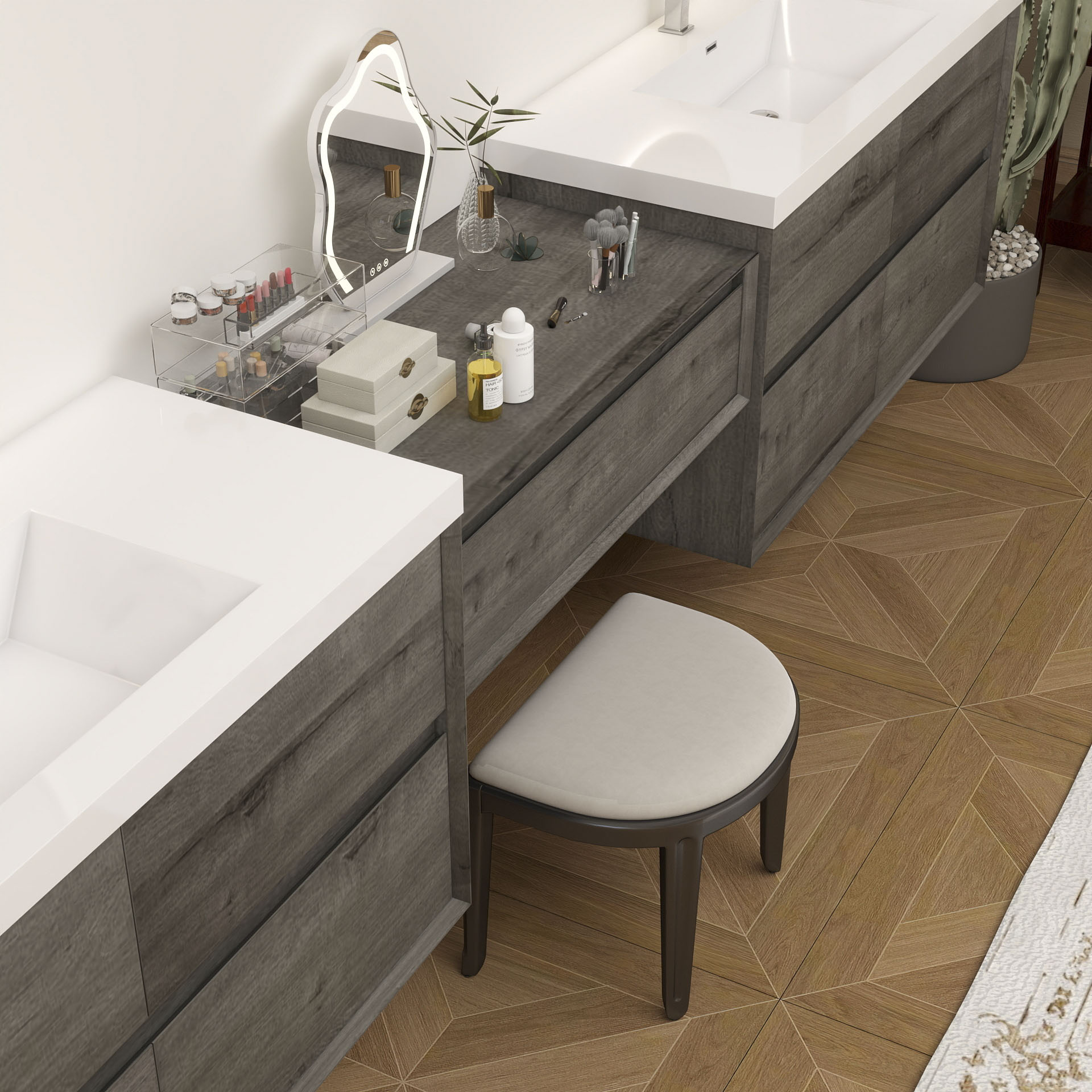 BV Better Vanity Kingdee 132-in Smoke Oak Single Sink Floating Bathroom ...
