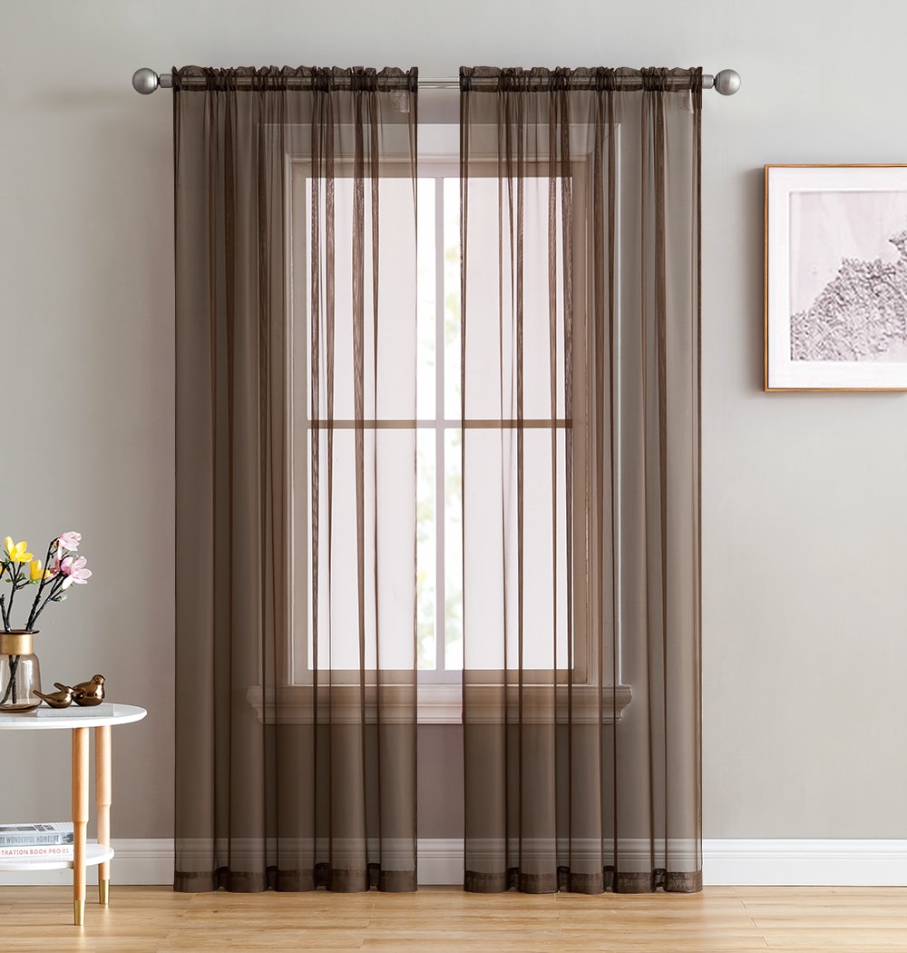 HLC.me Essentials Sheer Voile Window Treatment Rod Pocket Curtain ...