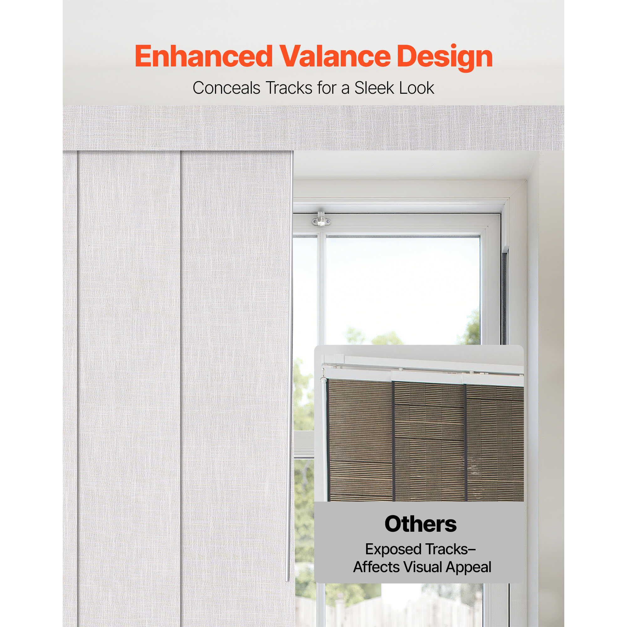 VEVOR Panel Track Blinds Extendable Track from 45.8 in to 86 in W ...