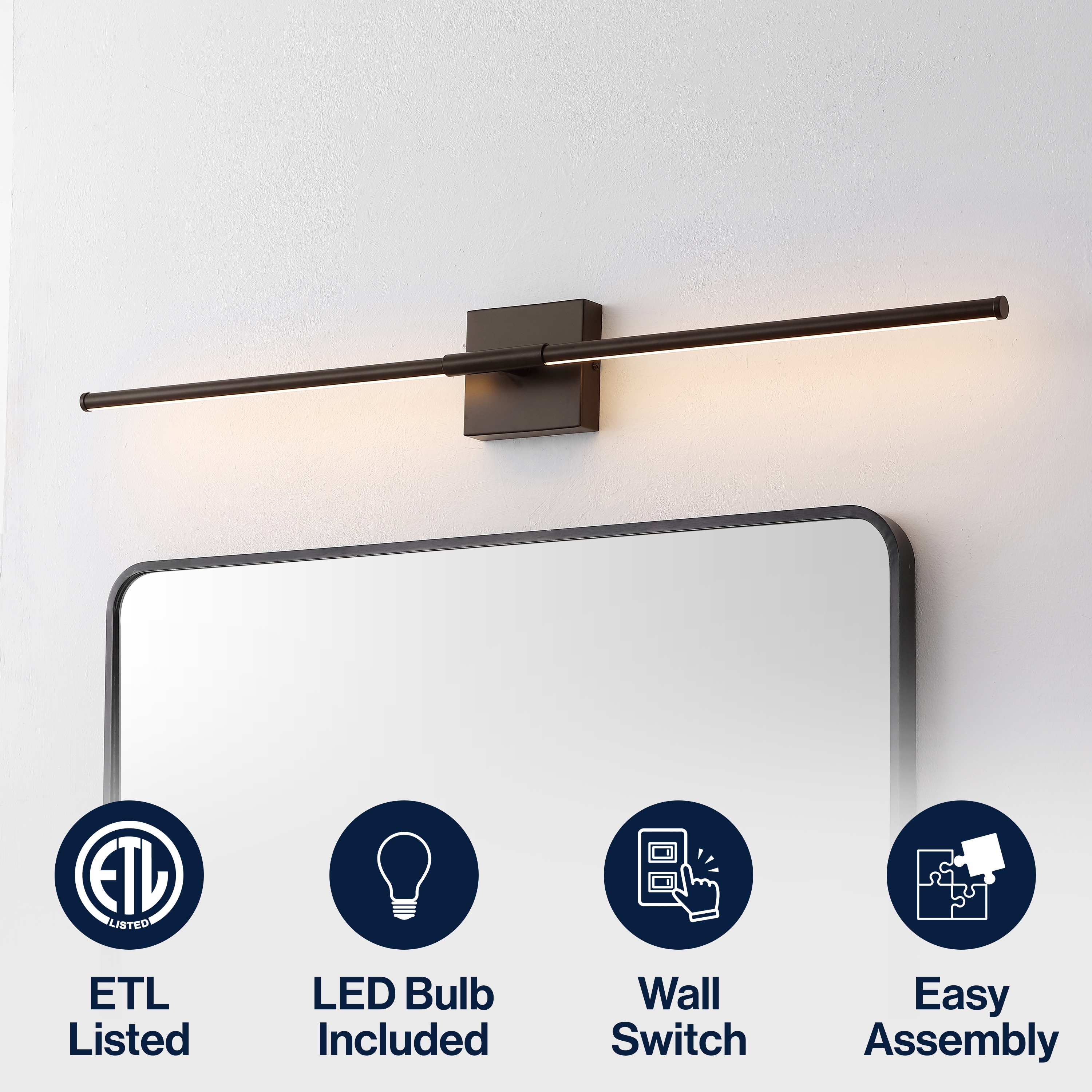 JONATHAN Y Makena Minimalist Metal Integrated 32-in W 1 -Light Polished ...