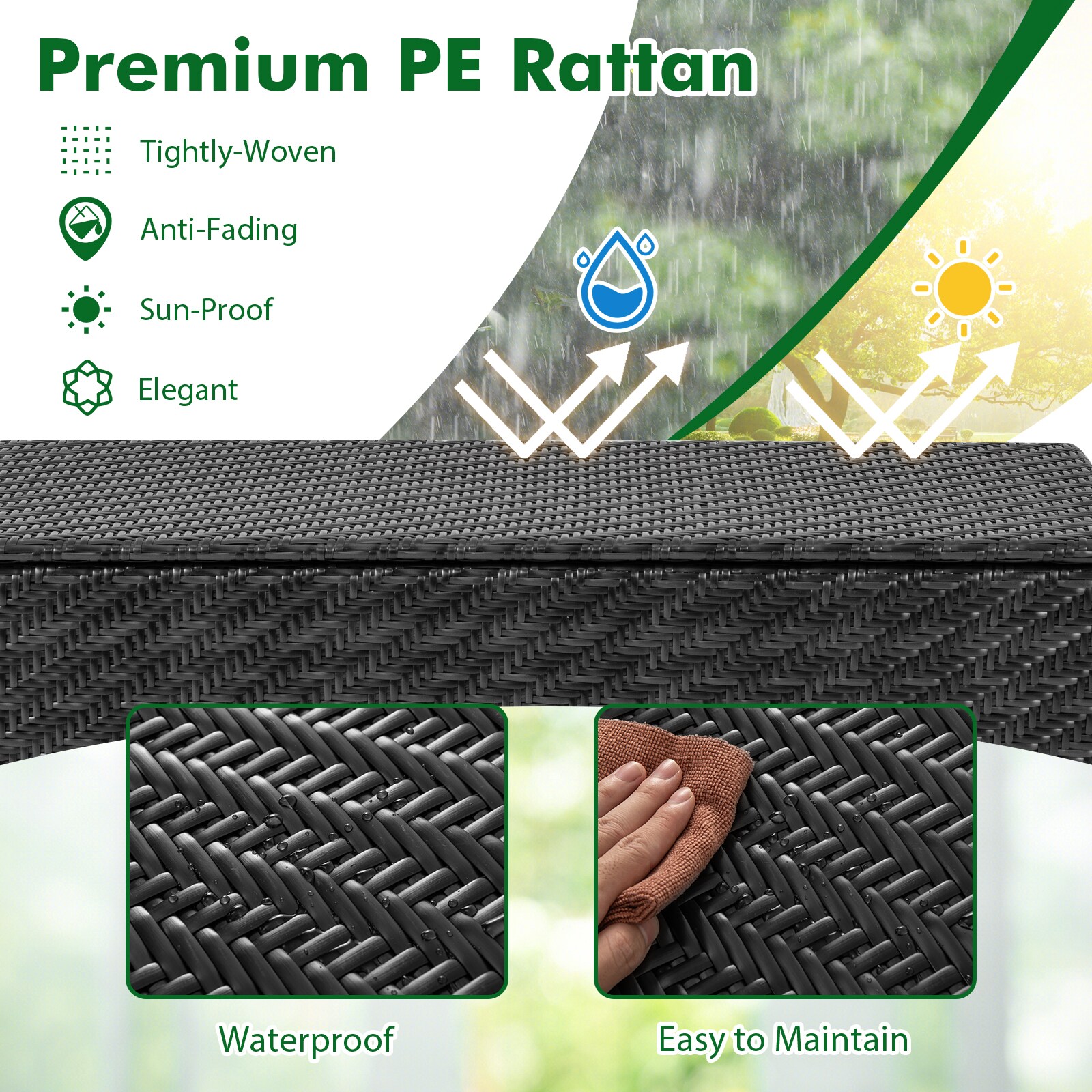 Slickblue 54 x 22 85-Gallon Brown PE Rattan Patio Deck Box in the Deck ...
