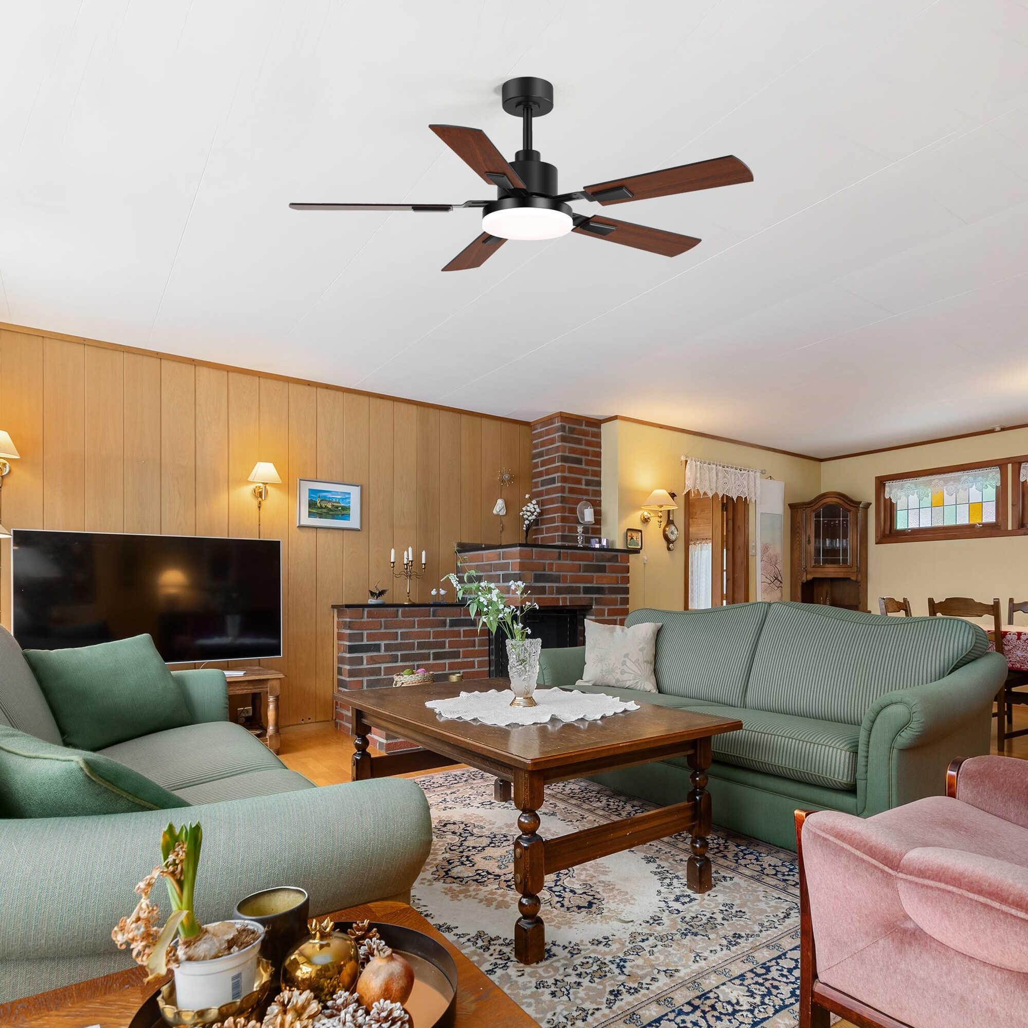 Breezary 52-in Matte Black Color-changing Integrated LED Indoor/Outdoor ...