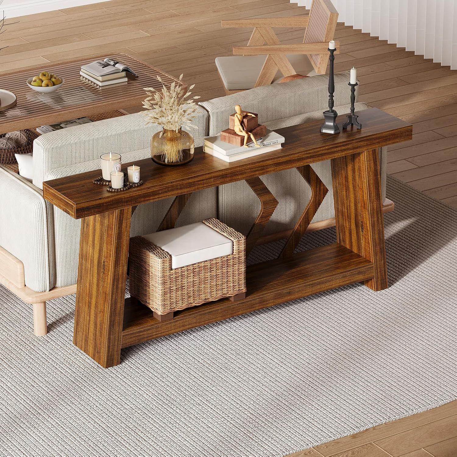 Garvee 71Inch All-Wood Console Table Extra Long Sofa Table Behind Couch ...