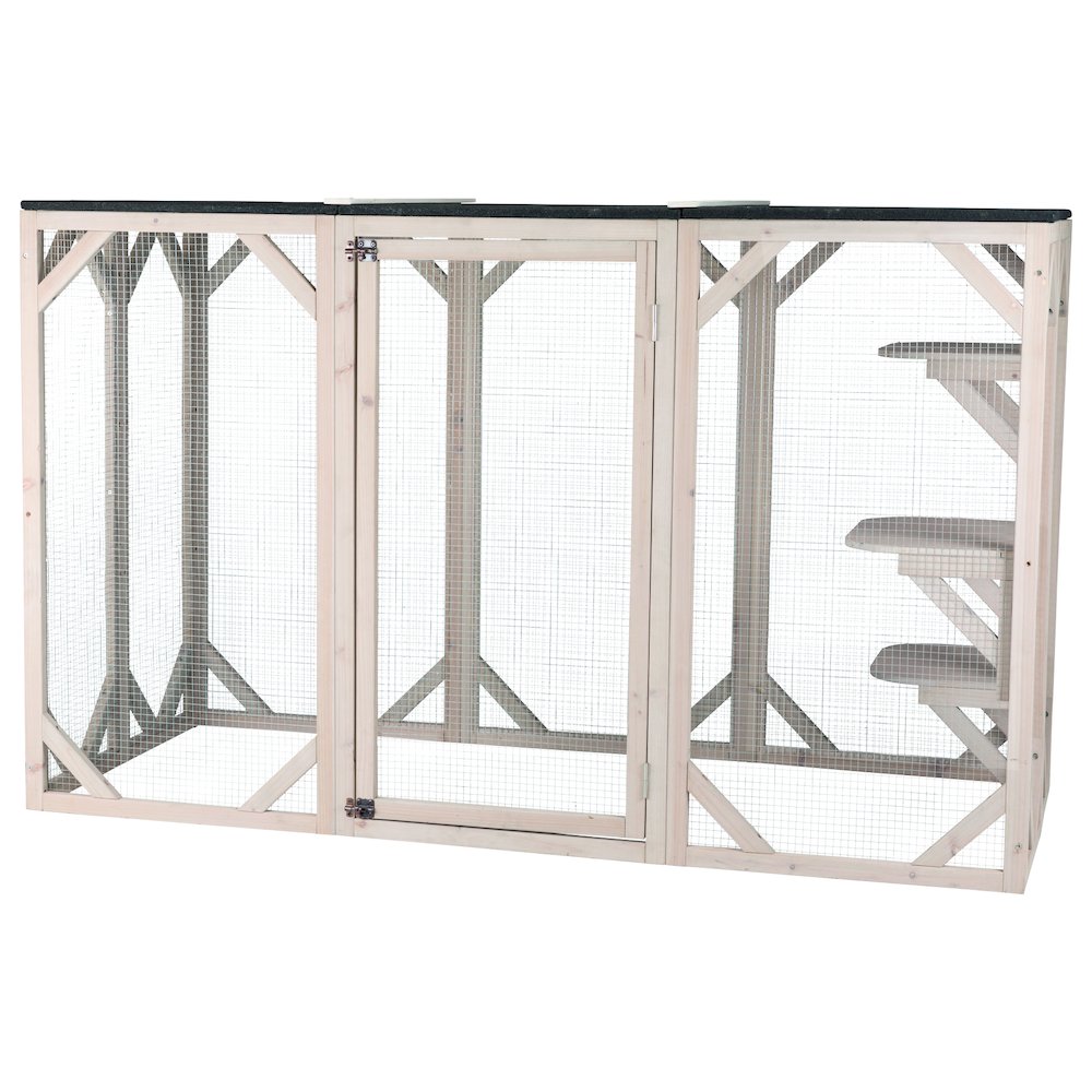 TRIXIE Natura Weatherproof Wooden Cattery with 3 Perches Gray in the ...