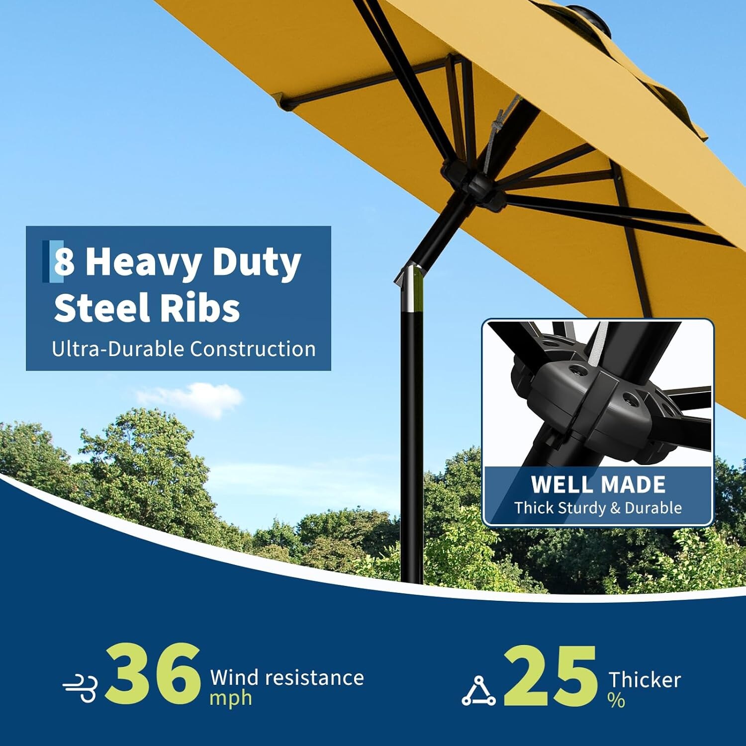 Garvee 9FT Patio Umbrella Outdoor Table Umbrella with Smooth Crank Lift ...