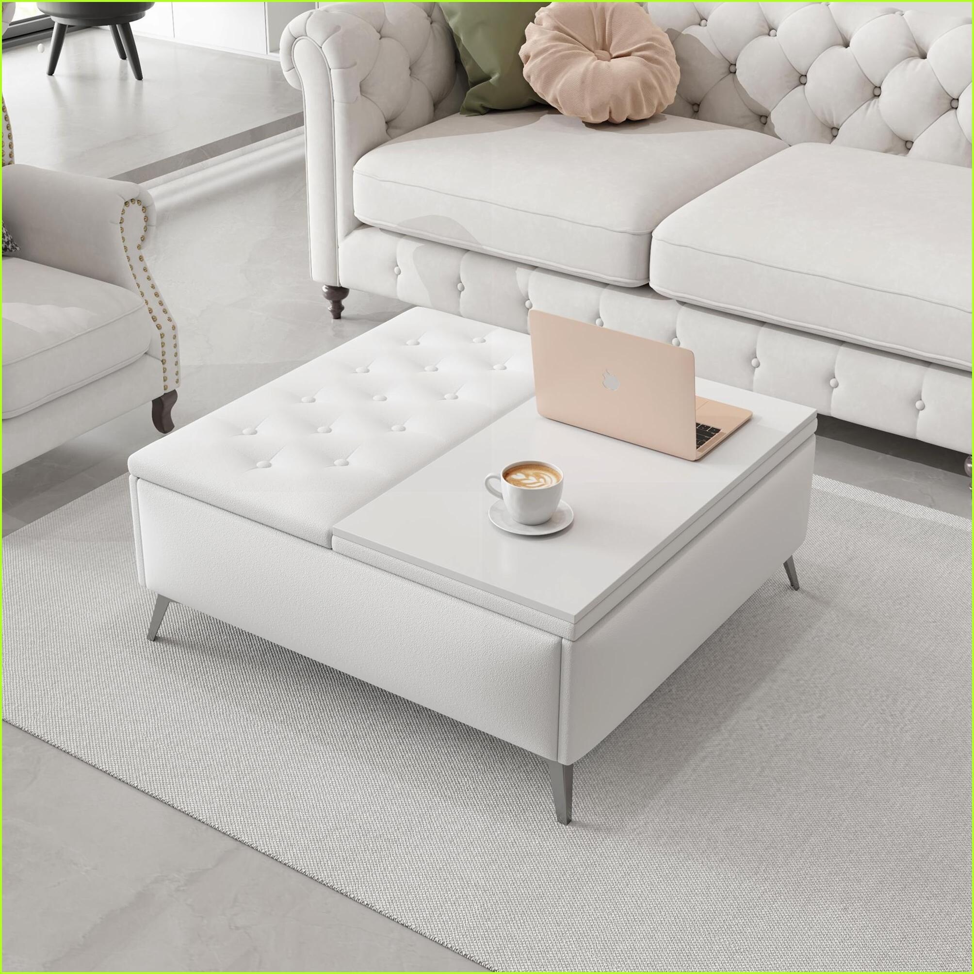 Watnature 35 Inch Square Wood Coffee Table for Living Room Lift Top ...
