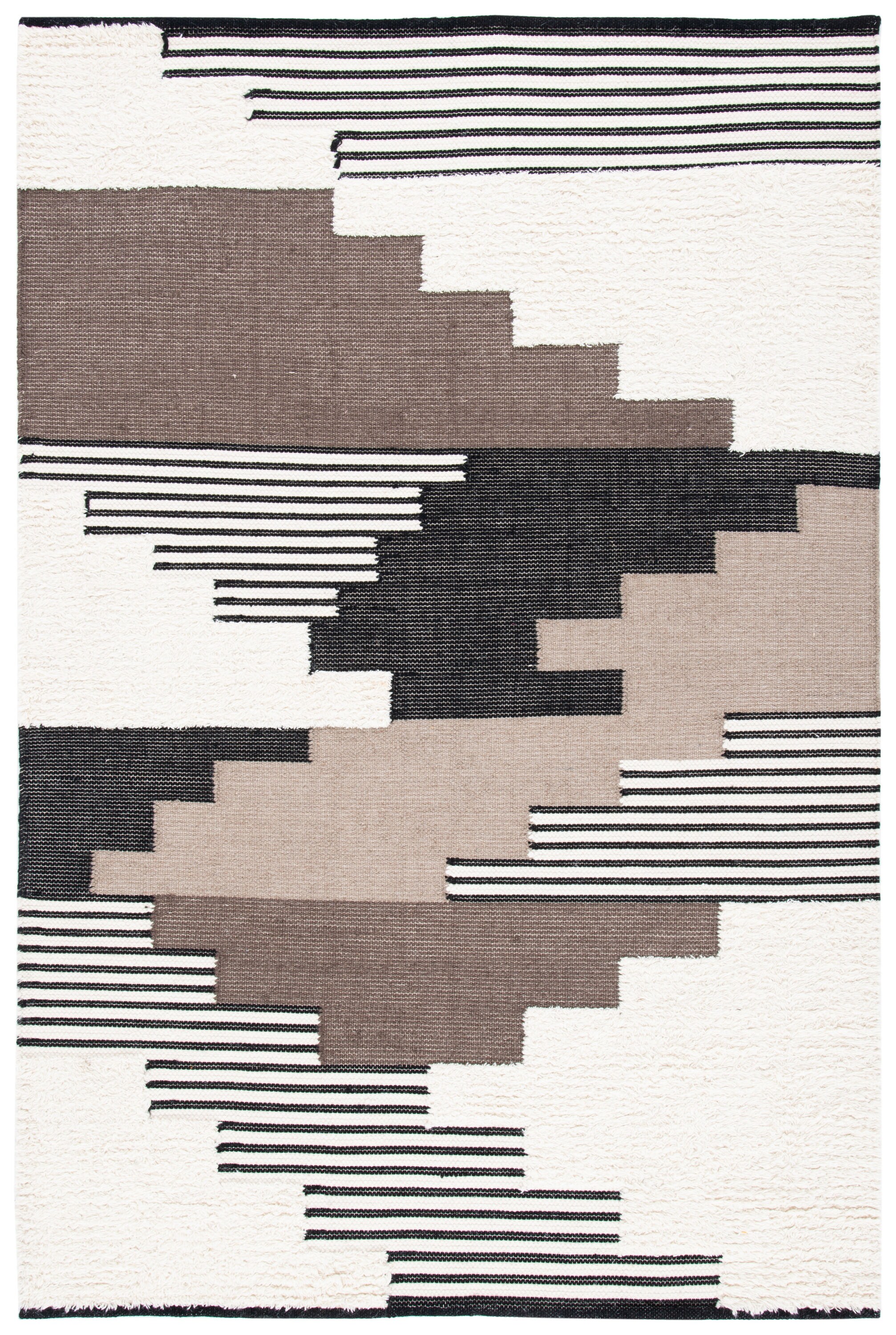 Safavieh Kenya 5 x 8 (ft) Knotted Wool Black/Ivory Rectangular Indoor ...