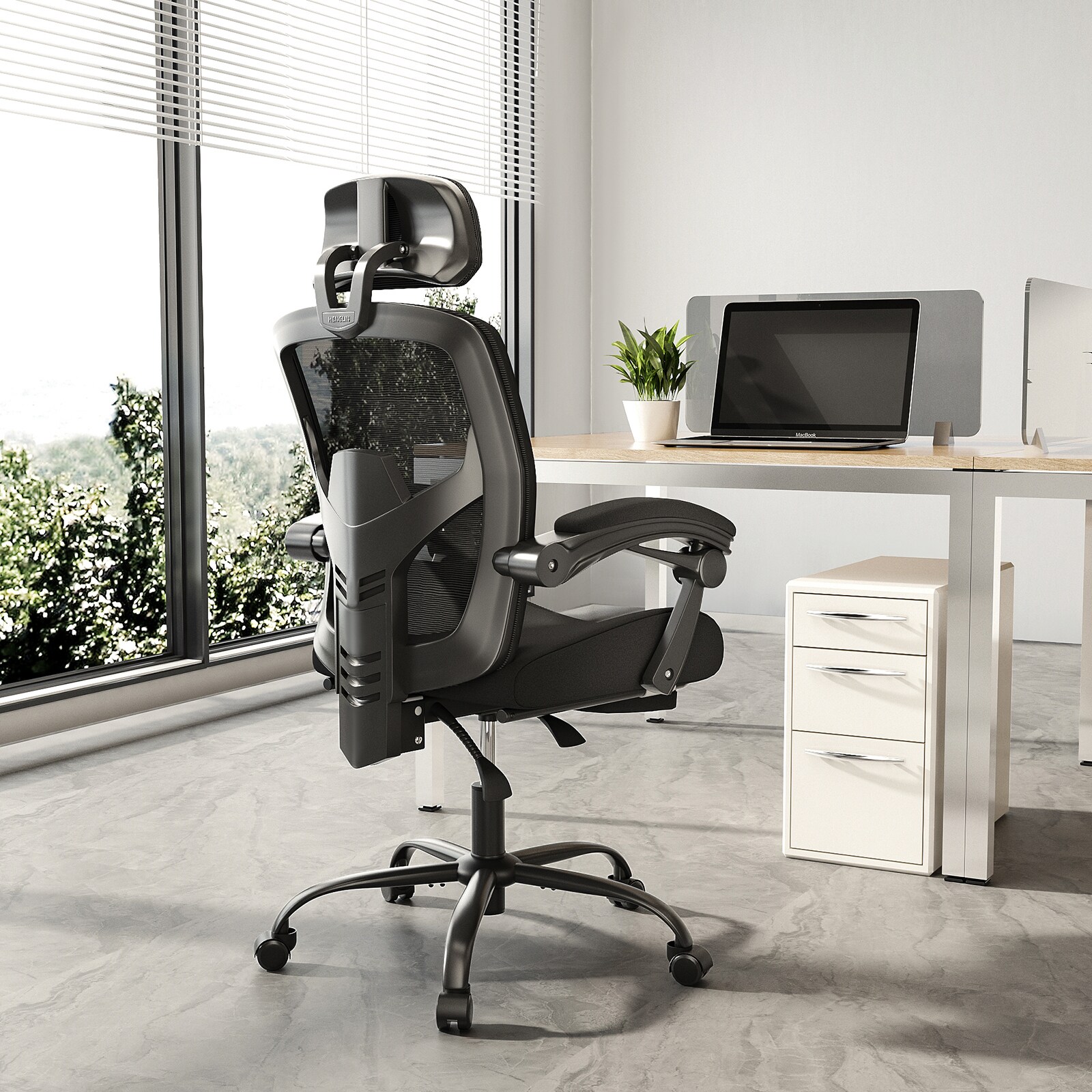Flynama Mesh High Back Ergonomic Office Chair with Lumbar Support and ...